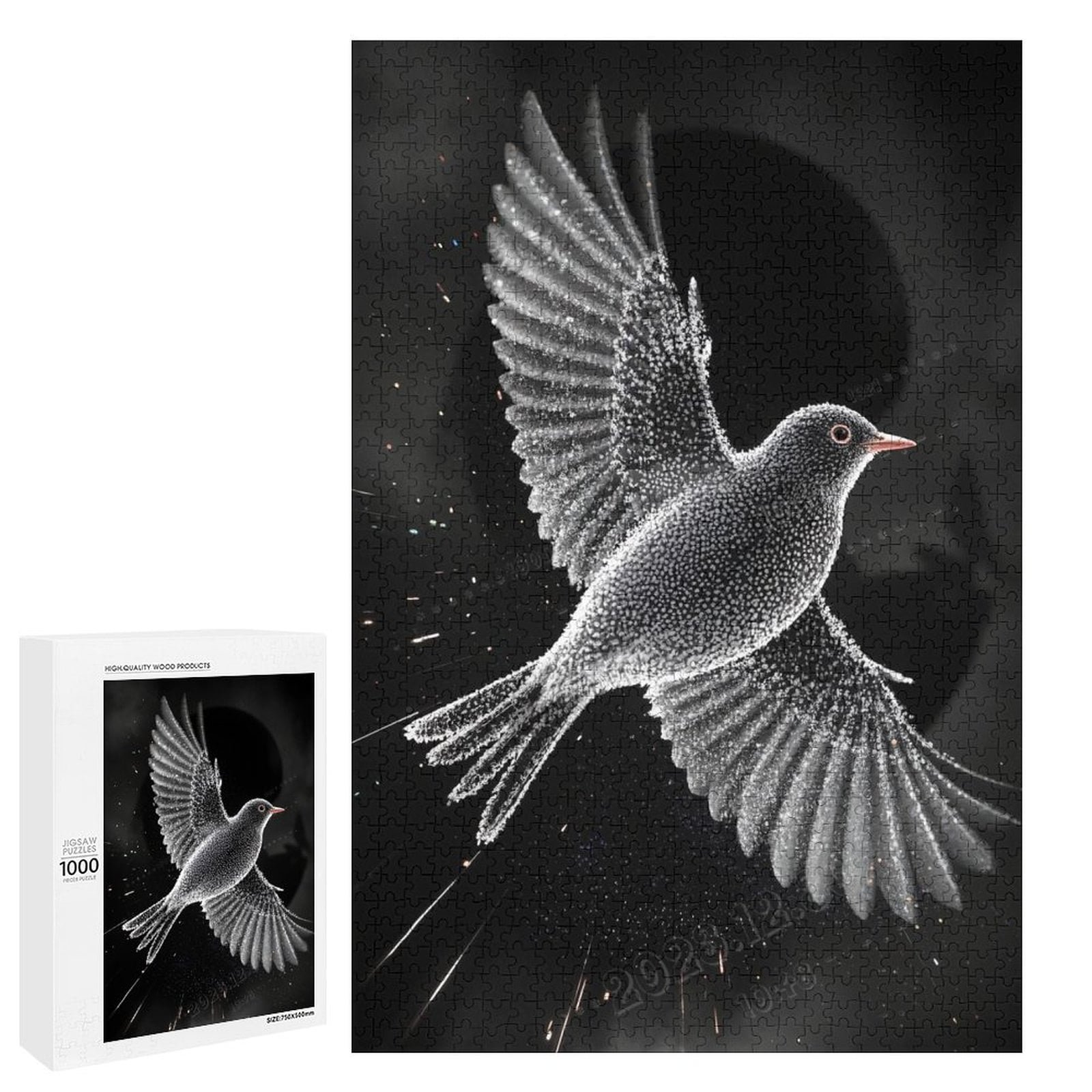 Robin Bird on a Dark Background – 1000 Piece Wooden Jigsaw Puzzle | Fun ...
