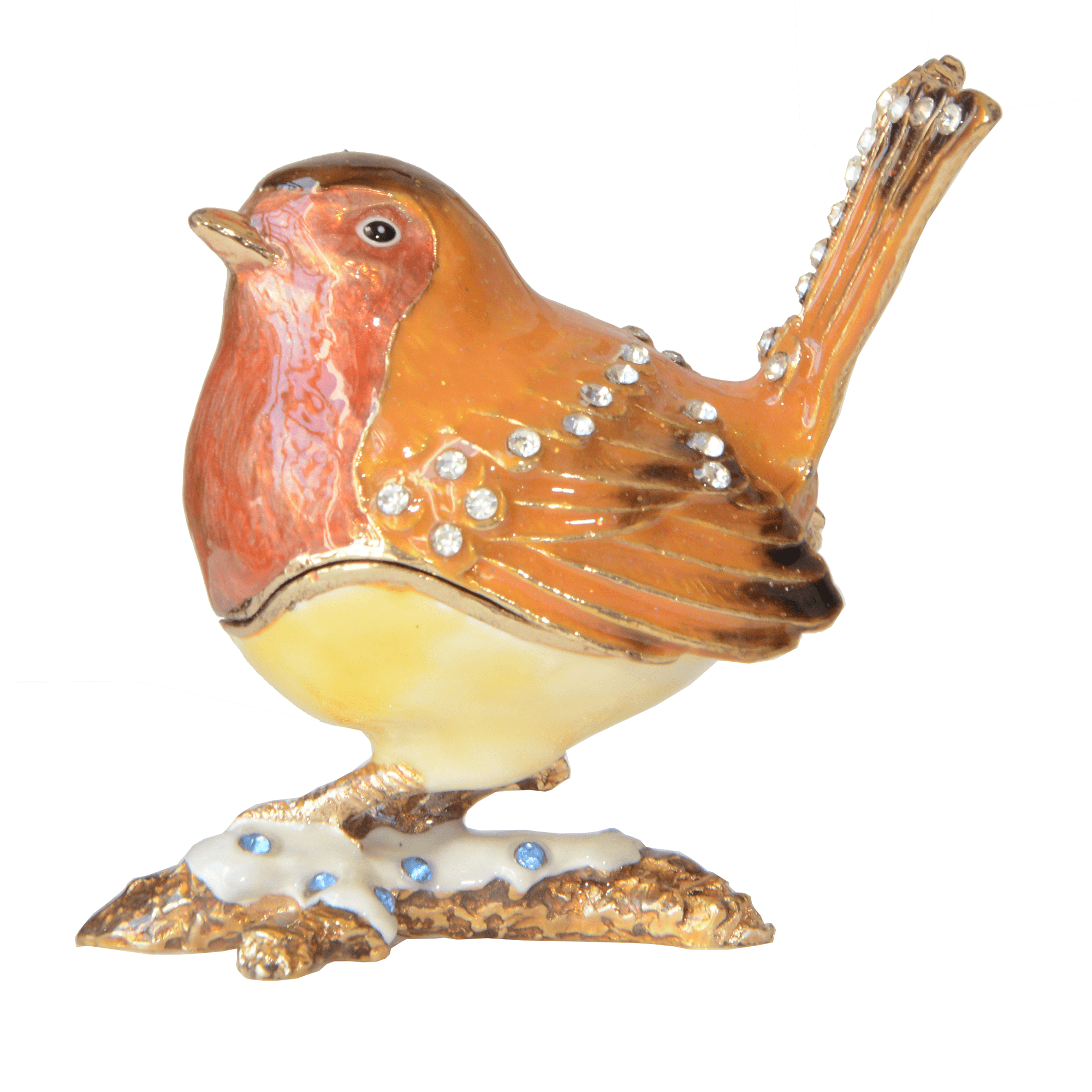 Robin Bird Jeweled Trinket Box Bird Figurine Miniature Vintage Metal ...