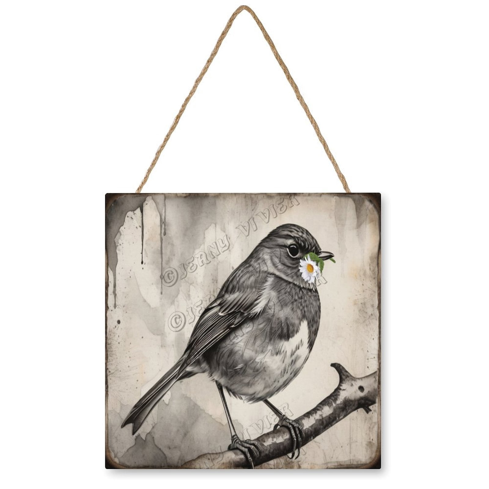 Robin Bird Wall Art Bird Wooden Sign Vintage Pictures for Bedroom ...