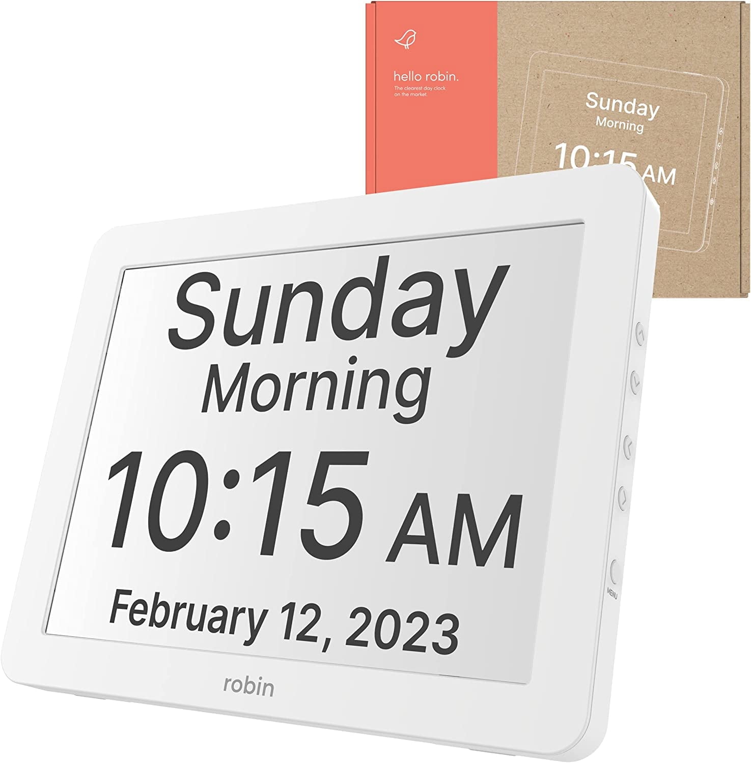 Robin Clock with Day and Date, 12" Digital Calendar for Seniors ...
