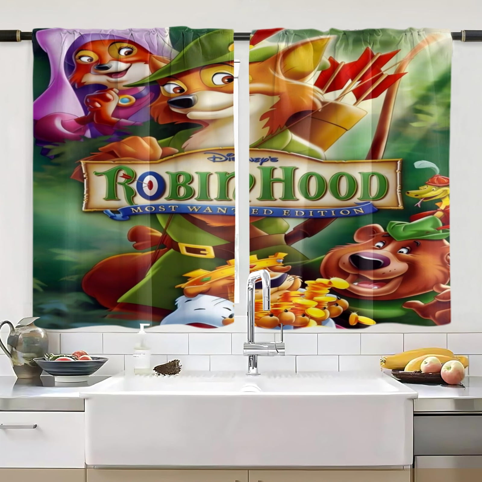 Robin Hood Window Curtain - 2 Panels(28"x40") - Walmart Business Supplies