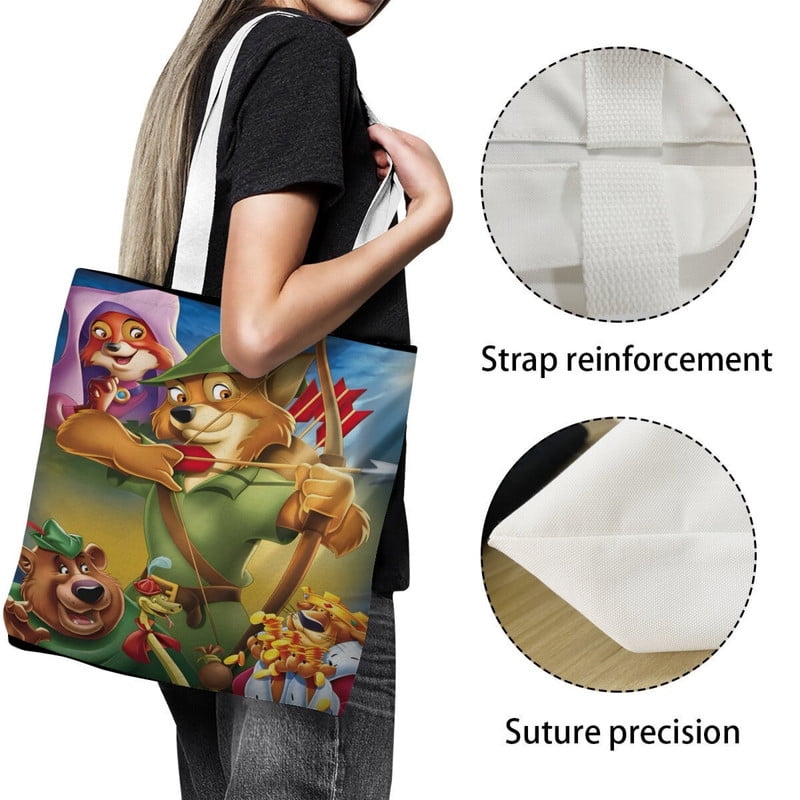 Robin Hood canvas Tote Bag for Women Aesthetic Cute Cat Shopping ...