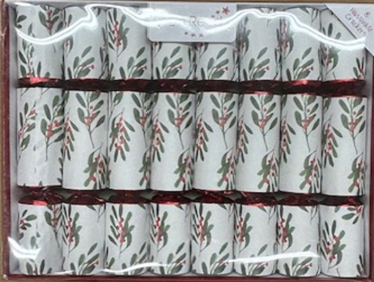 Robin Reed 10" Classic Christmas Crackers, Jolly Holly Design - Box of ...