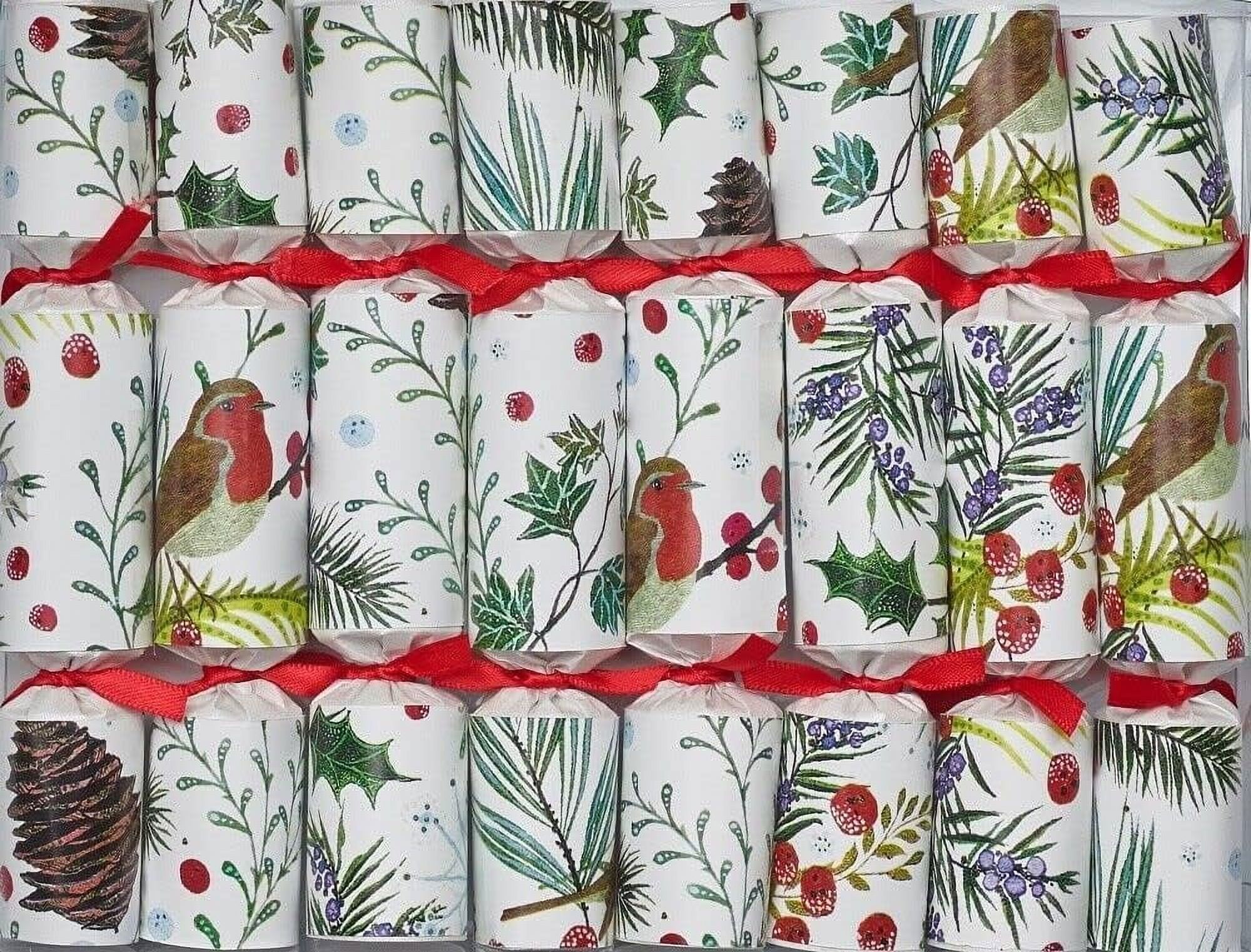 Robin Reed 6" Christmas Crackers, Festive Foliage Design - Box of 8 ...