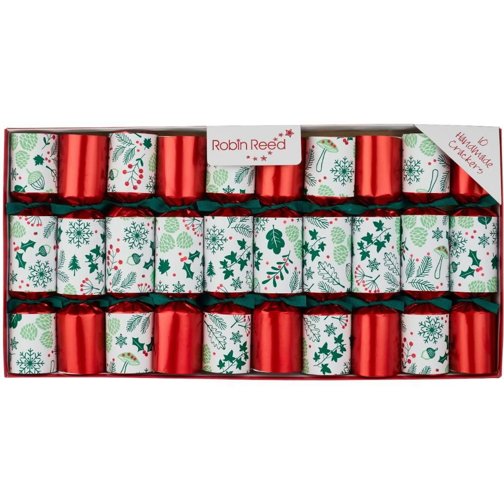 Robin Reed 8.5" Christmas Crackers, Green Forest Design - Box of 10 ...