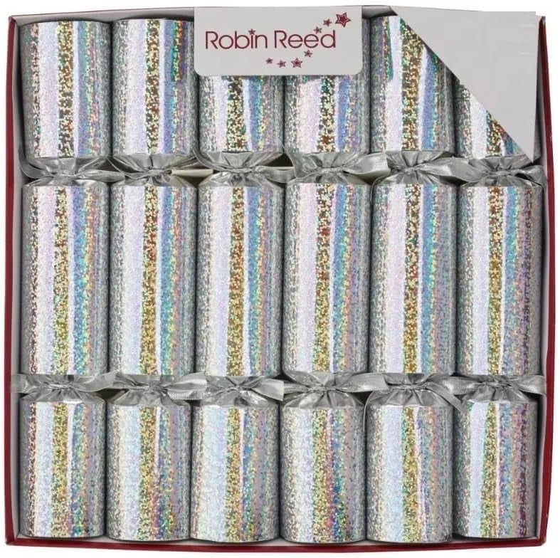 Robin Reed English Holiday Christmas Crackers - Silver Sparkle, 12 ...
