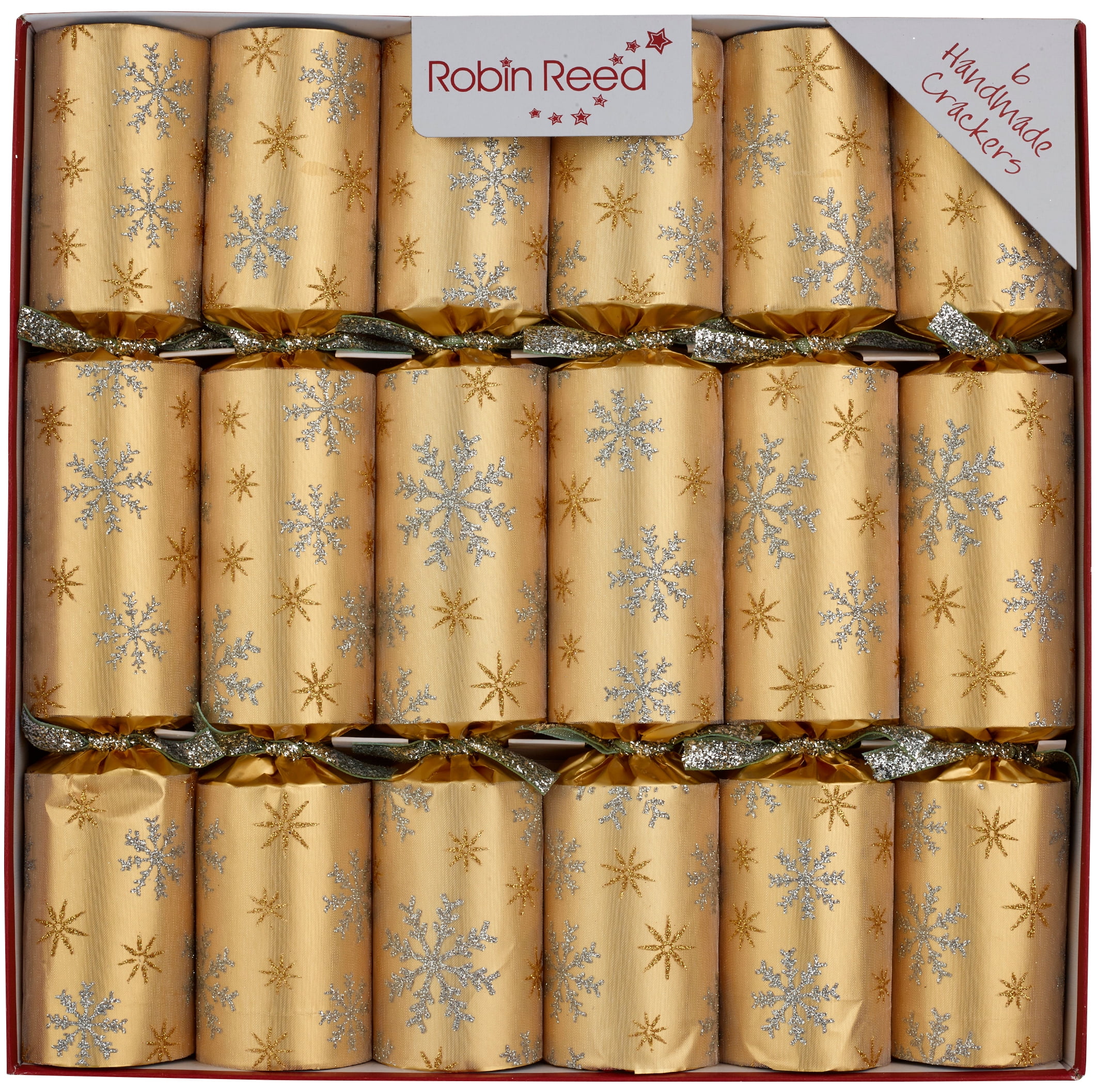 Robin Reed Handmade English Christmas Crackers 6 x 12" - Glitter Snow ...