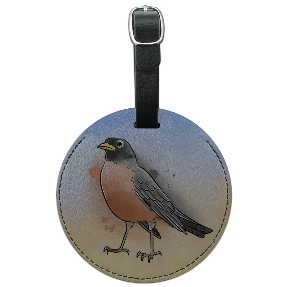 Robin Watercolor Northeastern Bird Round Leather Luggage Card Suitcase ...