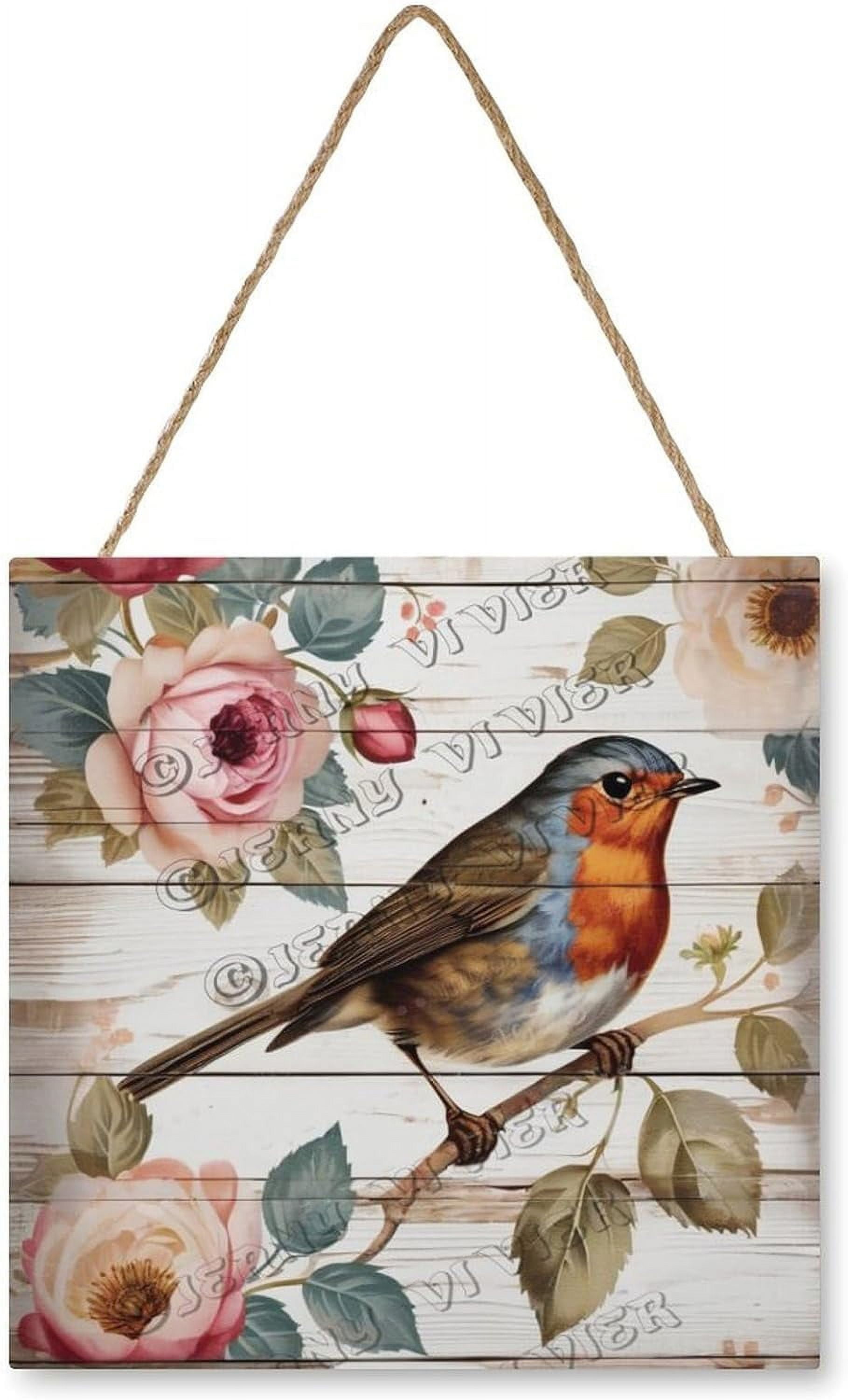 Robin Wooden Sign Robin Bird Hanging Wood Plaques Wildlife Robin Rustic ...