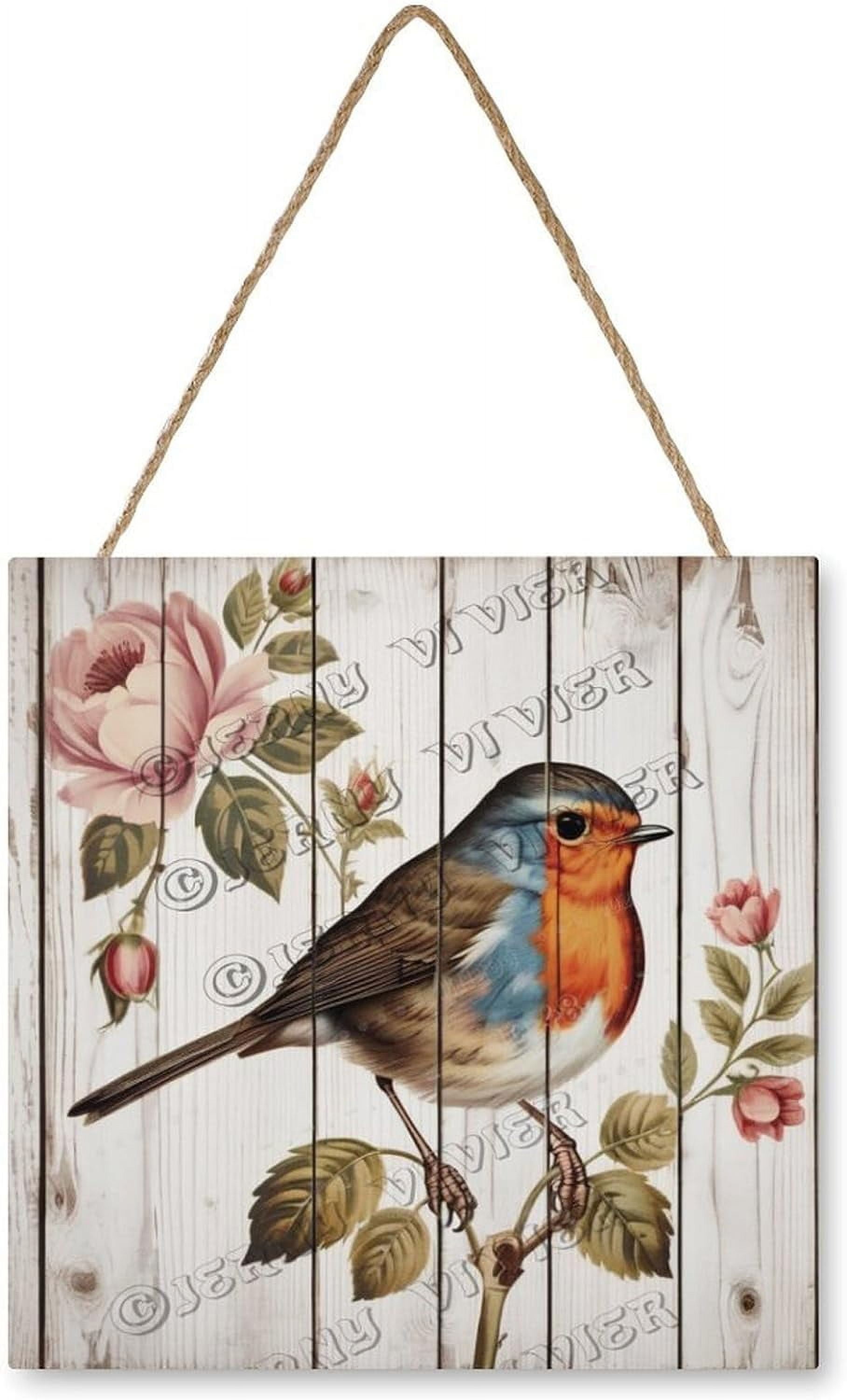 Robin Wooden Sign Robin Bird Hanging Wood Plaques Wildlife Robin Rustic ...