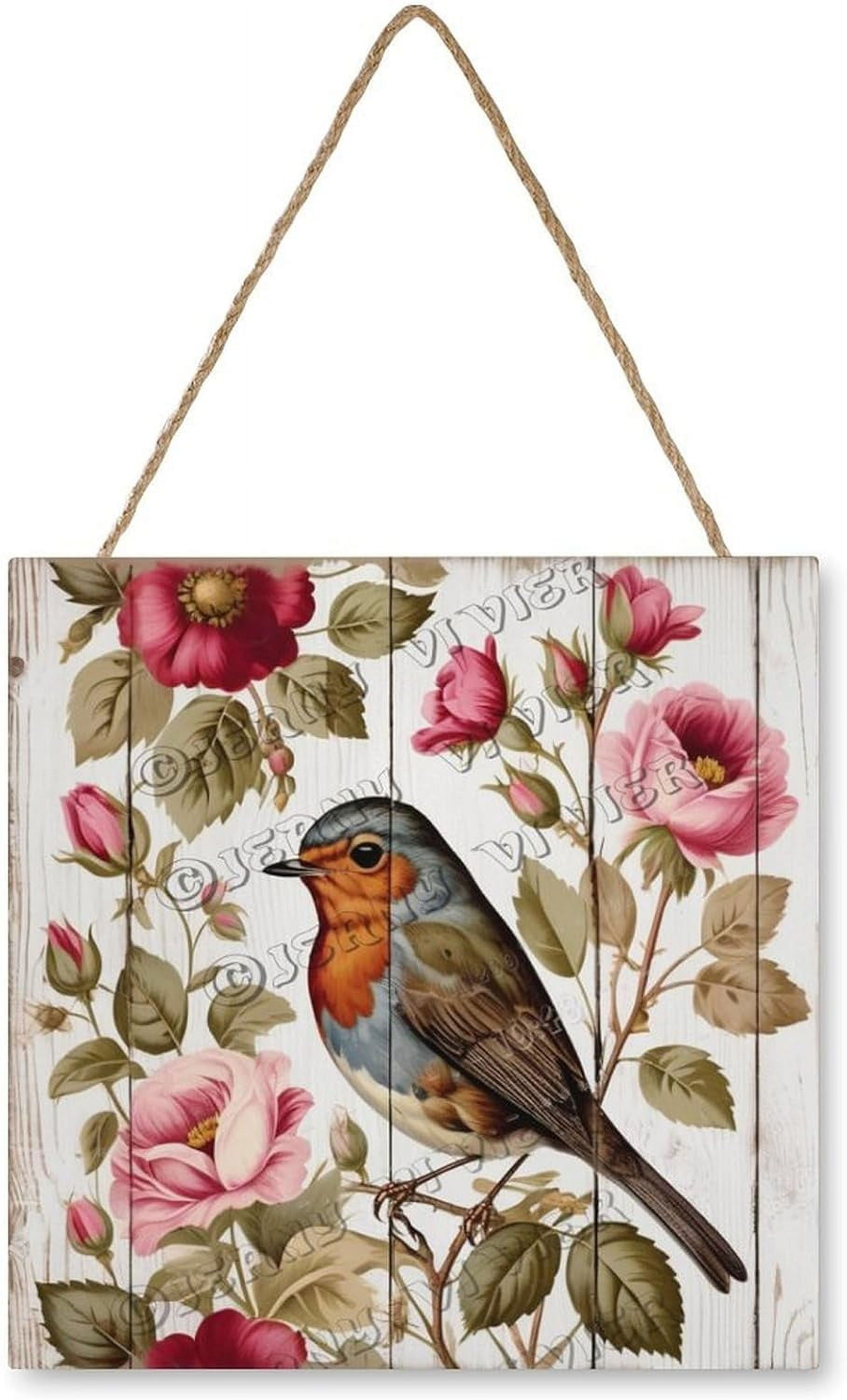 Robin Wooden Sign Robin Bird Hanging Wood Plaques Wildlife Robin Rustic ...