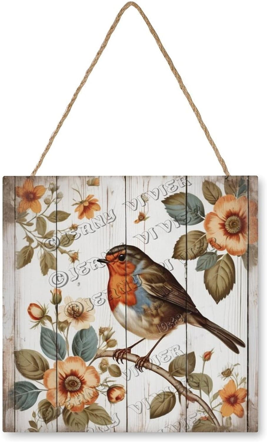Robin Wooden Sign Robin Bird Hanging Wood Plaques Wildlife Robin Rustic ...