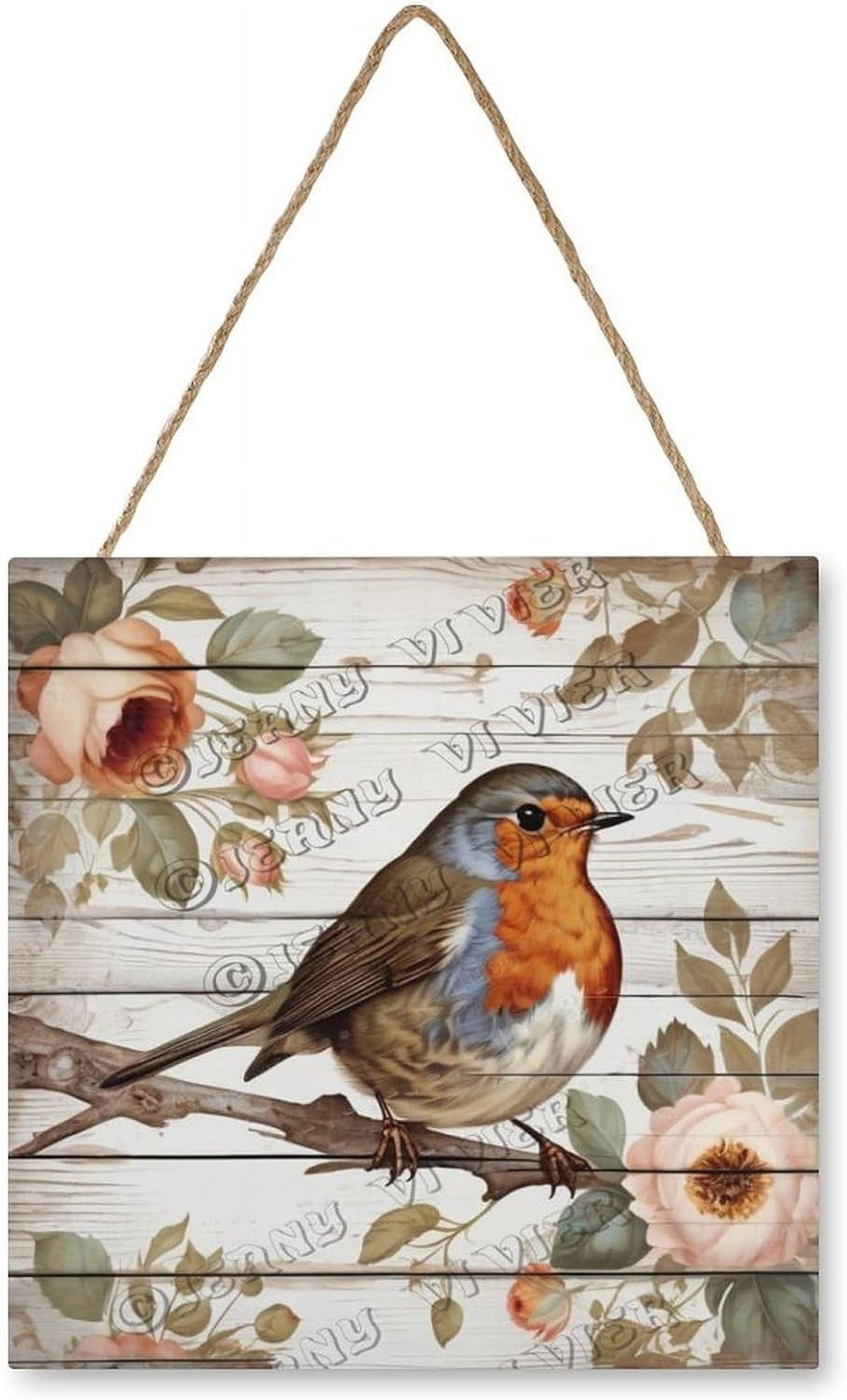 Robin Wooden Sign Robin Bird Hanging Wood Plaques Wildlife Robin Rustic ...