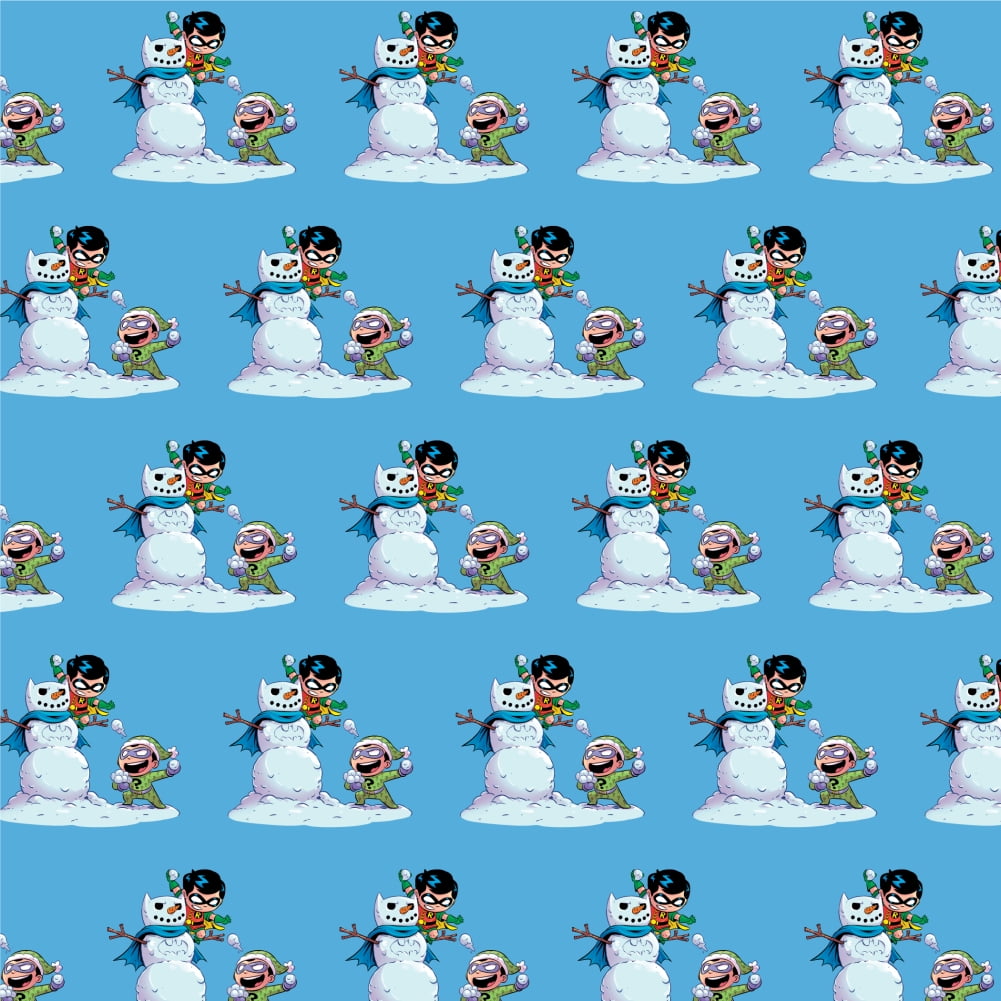 Robin and Riddler Snowball Fight Premium Roll Gift Wrap Wrapping Paper ...
