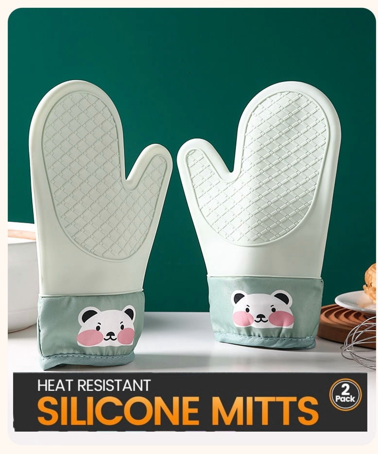 RobinMax 2 Pcs Silicone Oven Mitts Heat Resistant 500°F,Oven Mitts with ...