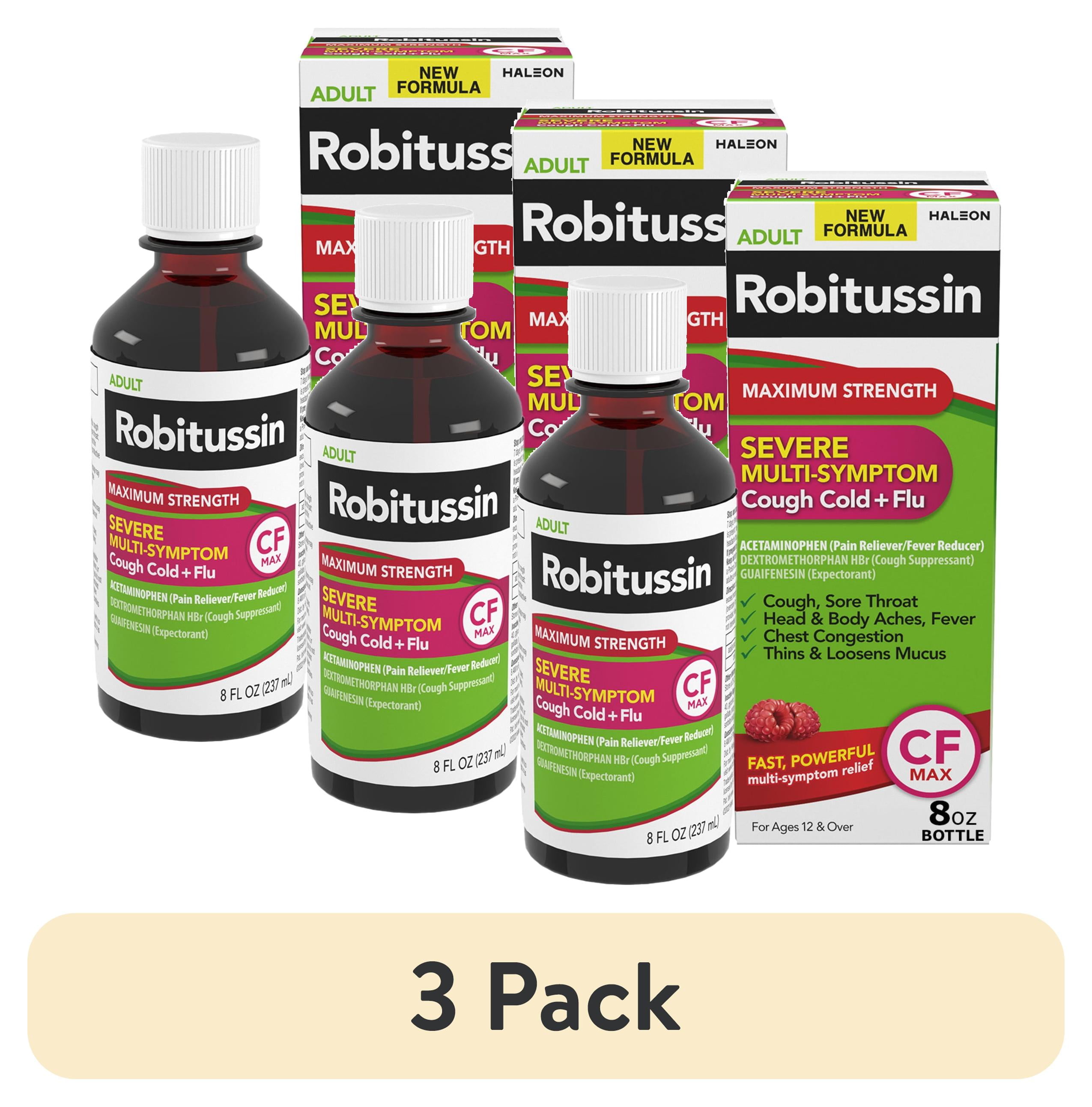(3 pack) Robitussin CF Max Severe Multi-Symptom Relief Cough Cold and ...