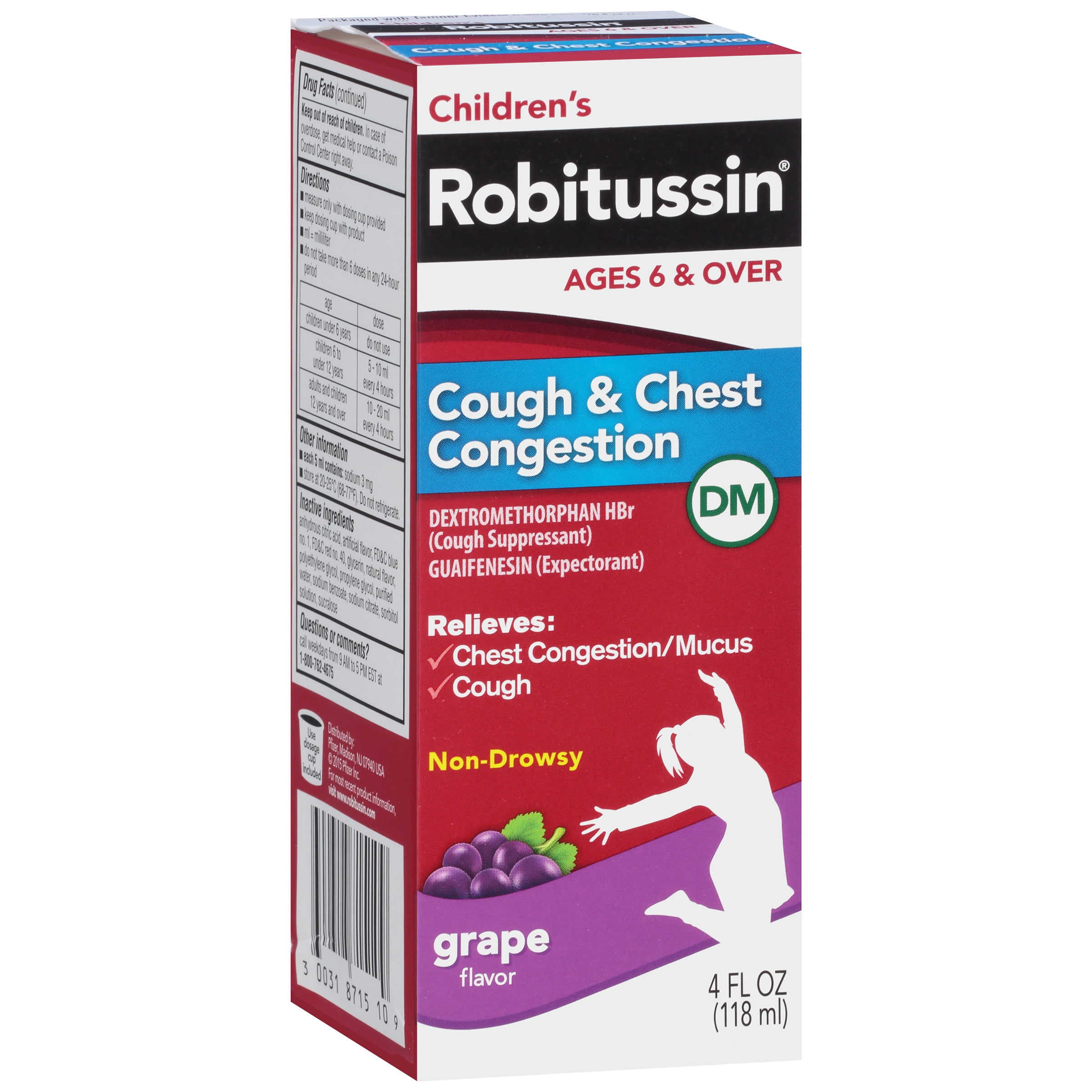 Robitussin Children's Cough & Chest Congestion Non-Drowsy Grape Flavor ...