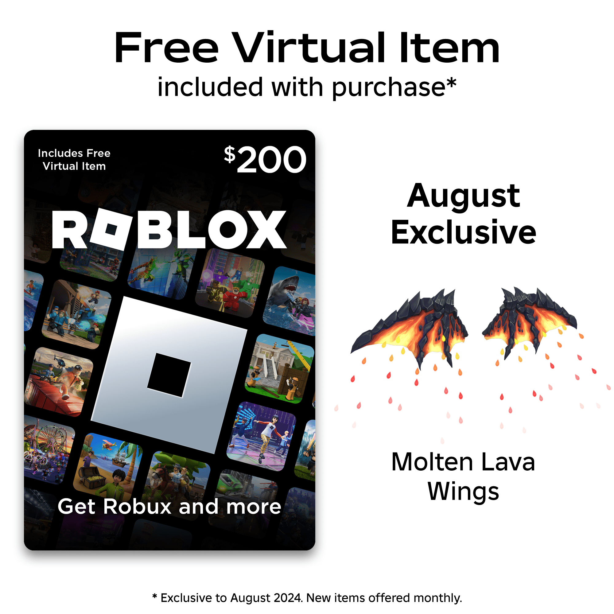 Roblox $200 eGift Card [Digital] + Exclusive Virtual Item - Walmart.com