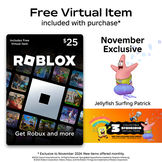 Roblox $25 Gift Card [Physical] + Exclusive Virtual Item - Walmart.com