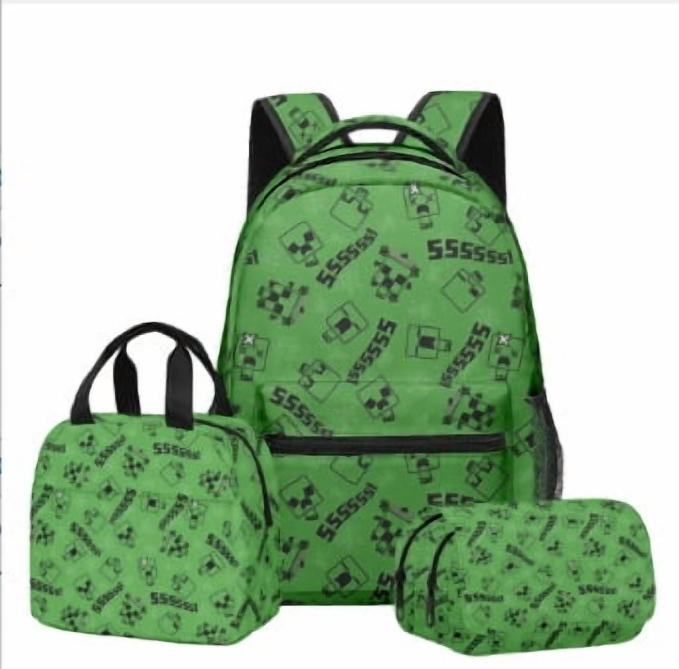 Roblox Backpack| Gamer Black Rucksack | Green Creeper Zombie Skeleton ...