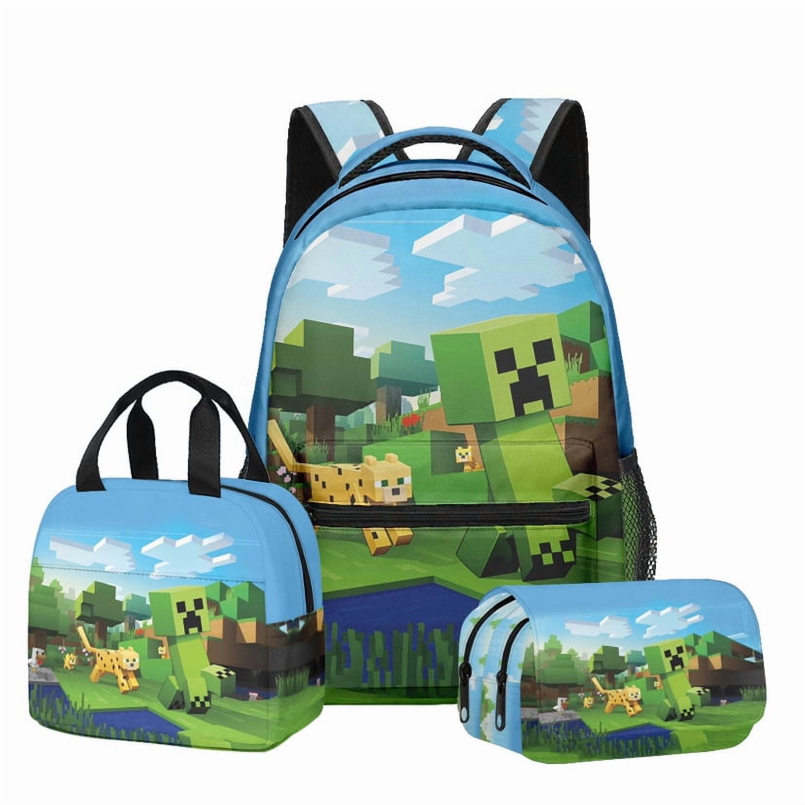 Roblox Backpack| Gamer Black Rucksack | Green Creeper Zombie Skeleton ...
