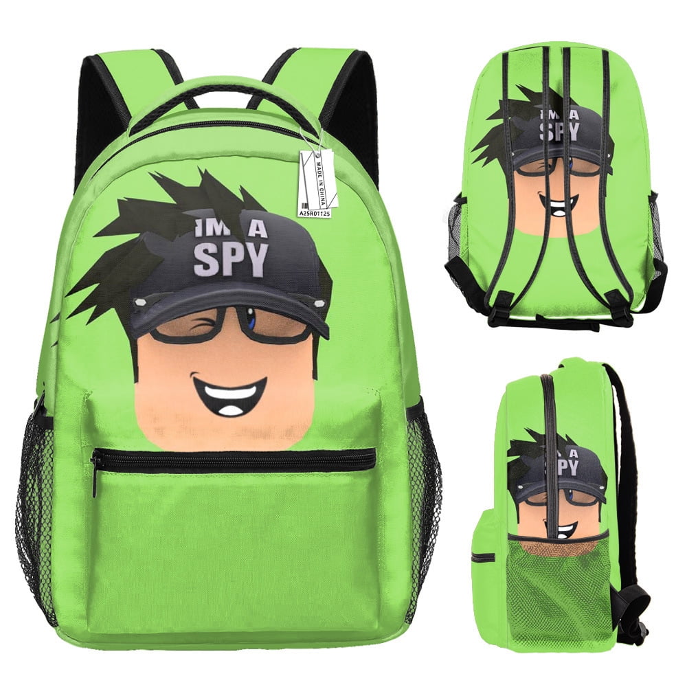 Roblox Backpack| Gamer Black Rucksack | Green Creeper Zombie Skeleton ...