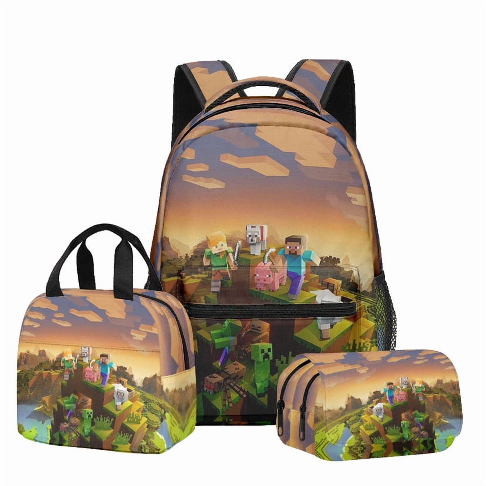 Roblox Backpack| Gamer Black Rucksack | Green Creeper Zombie Skeleton ...