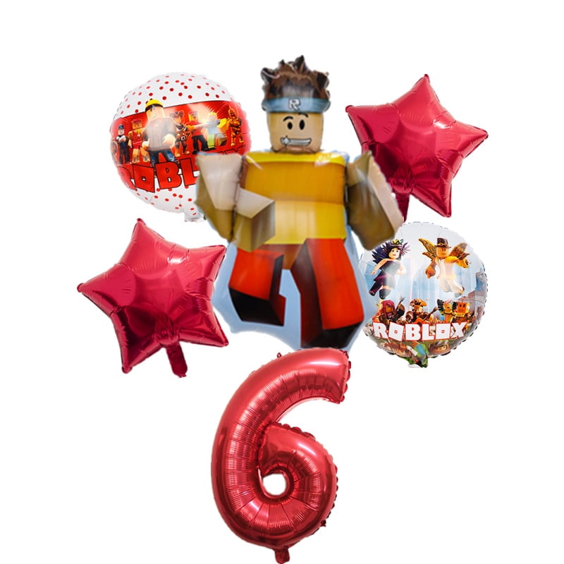 Roblox Birthday Party Balloons Foil，Roblox Balloons Red,6years,6PCS ...