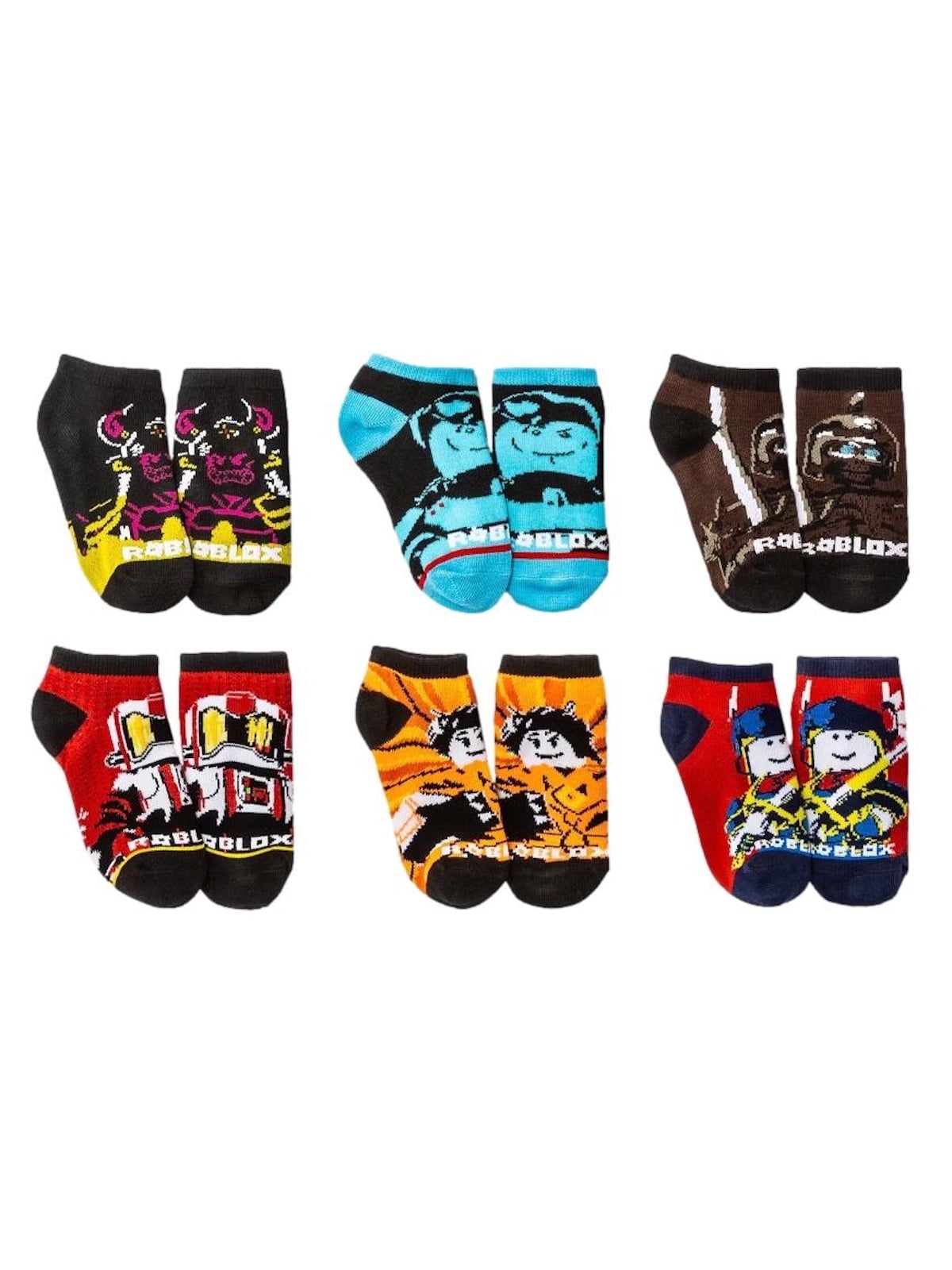 Roblox Boys Low-Cut Ankle Socks, 6 Pack, Polyester Spandex Blend, Fits ...