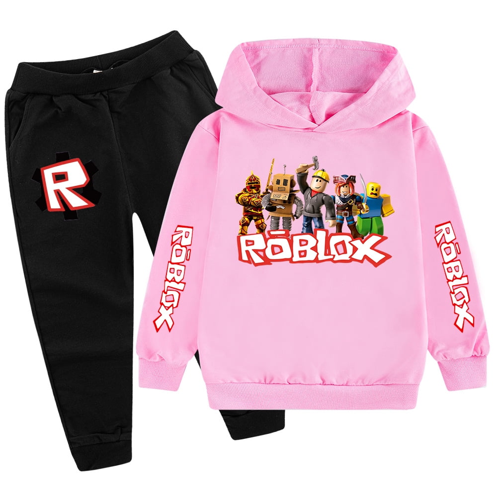 Roblox Cartoon Print Boys And Girls Hoodie Two-Piece Set, Long Coat ...