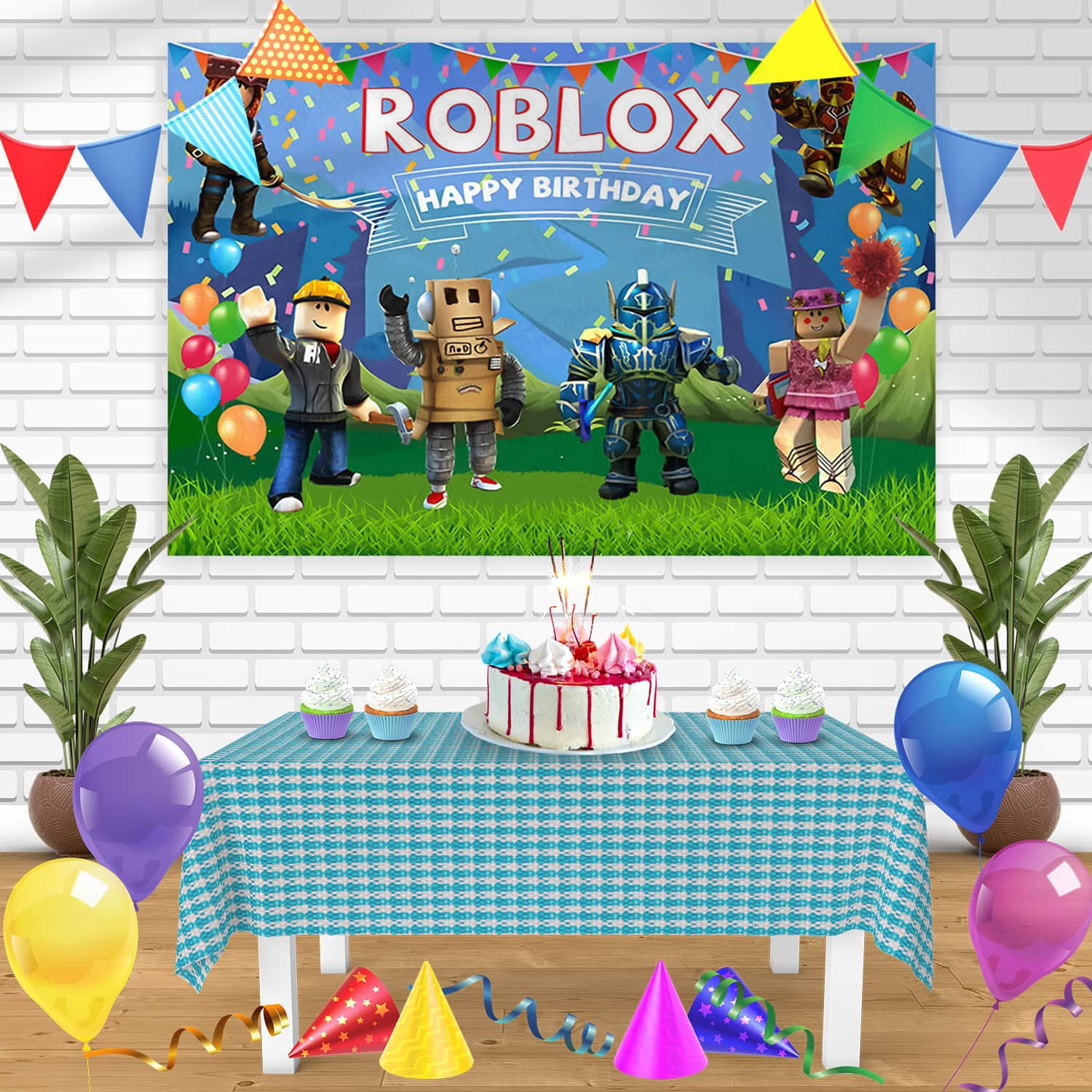 Roblox Game GB Bn Birthday Banner Personalized Party Backdrop ...