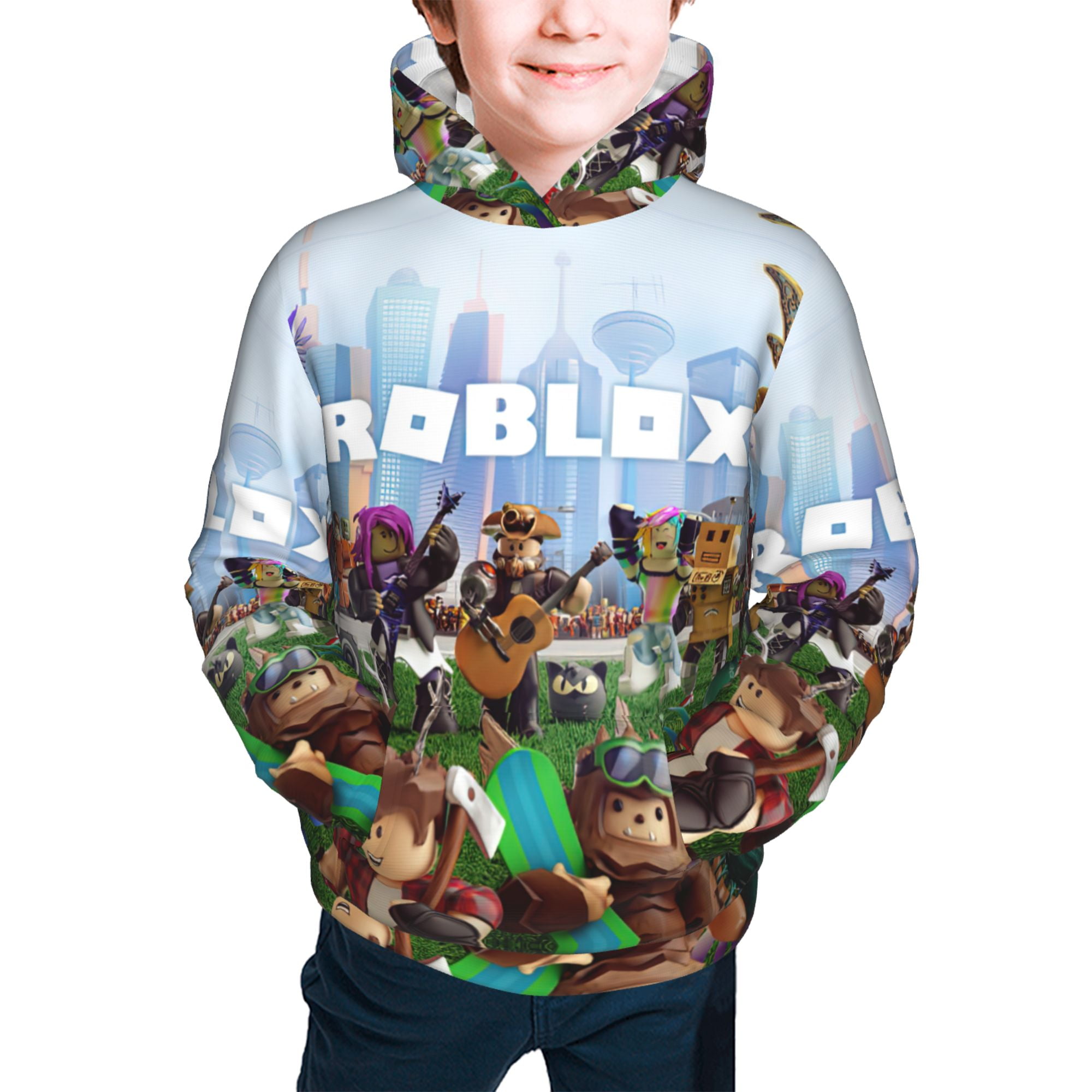 Roblox Hoodie Game Hoodie Casual Roblox Hooded Long Sleeve Sweatshirt With Pocket For Kids Teen ...