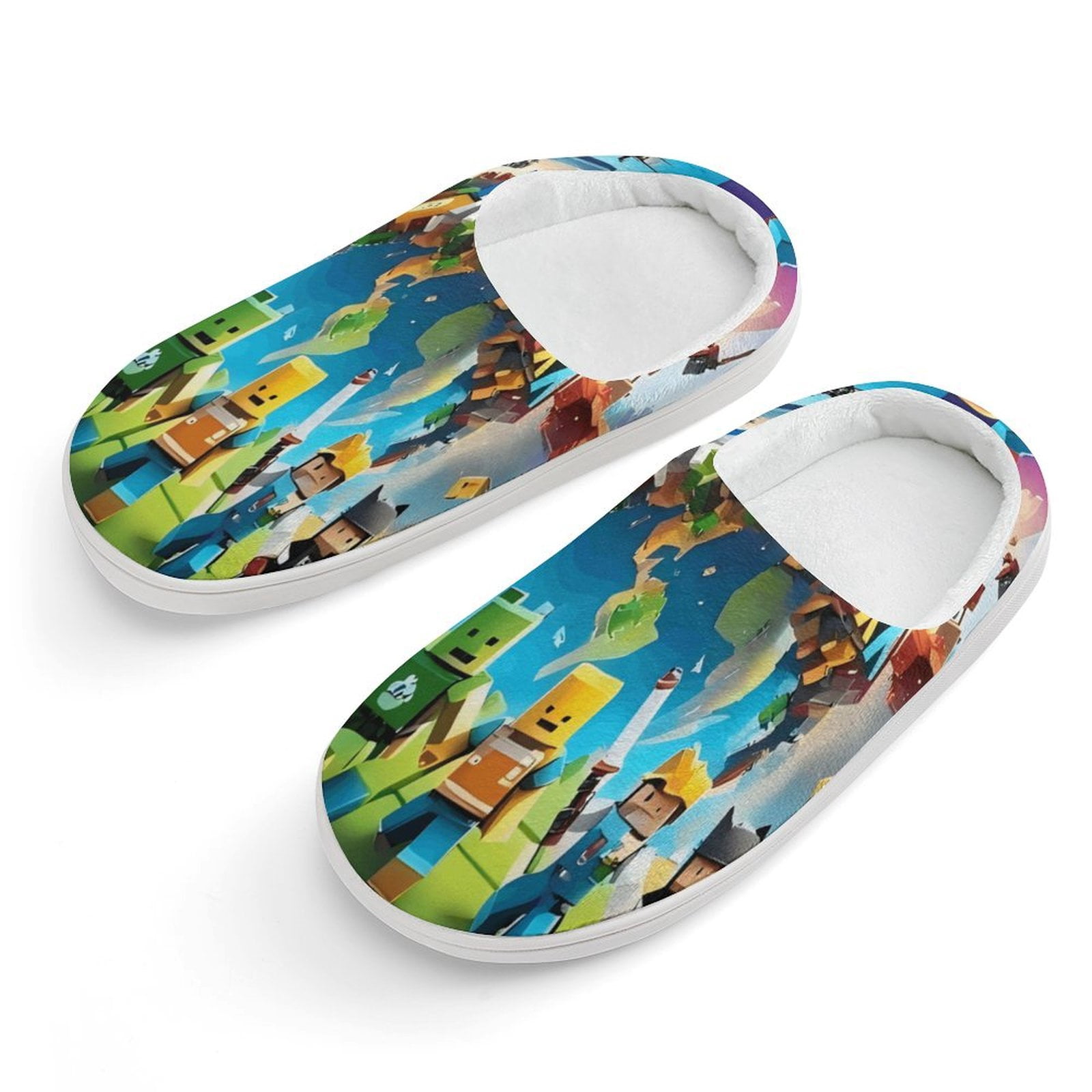 Roblox Kids Cartoon Plush Slippers - Comfortable and Warm Indoor Shoes ...