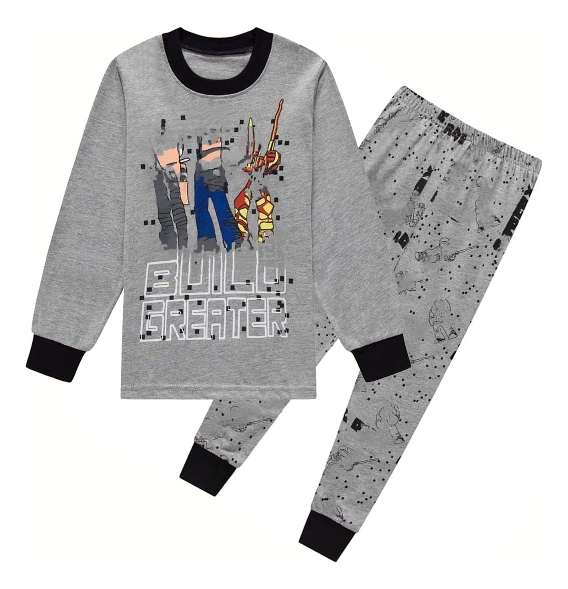 Boys Game Pajamas Kids Cartoon Sleepwear Loungewear PJs Long Sleeves ...
