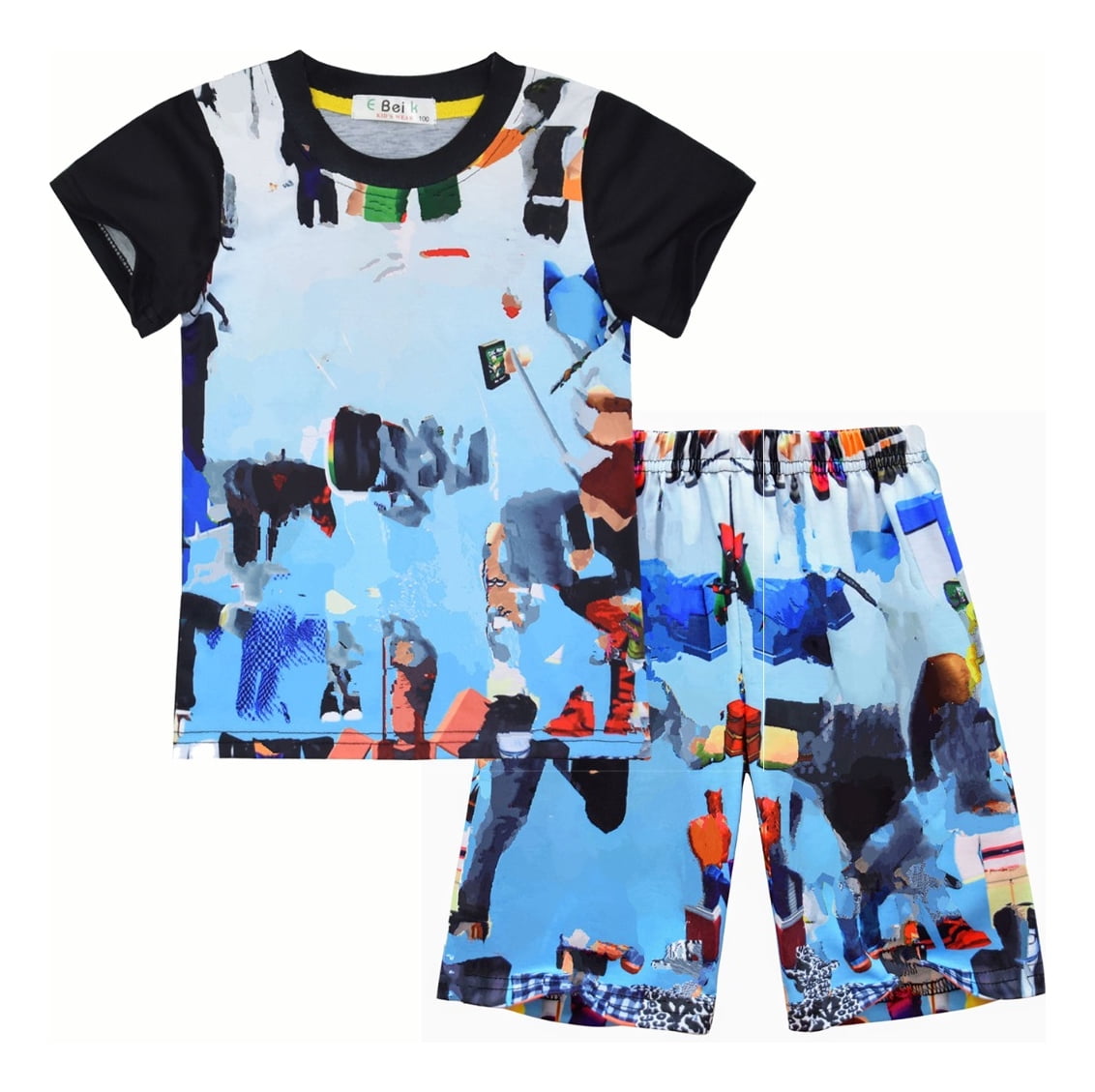 Kids Pajamas Short Sleeve Outfit Set Sleepwear for Boys Game Loungewear ...