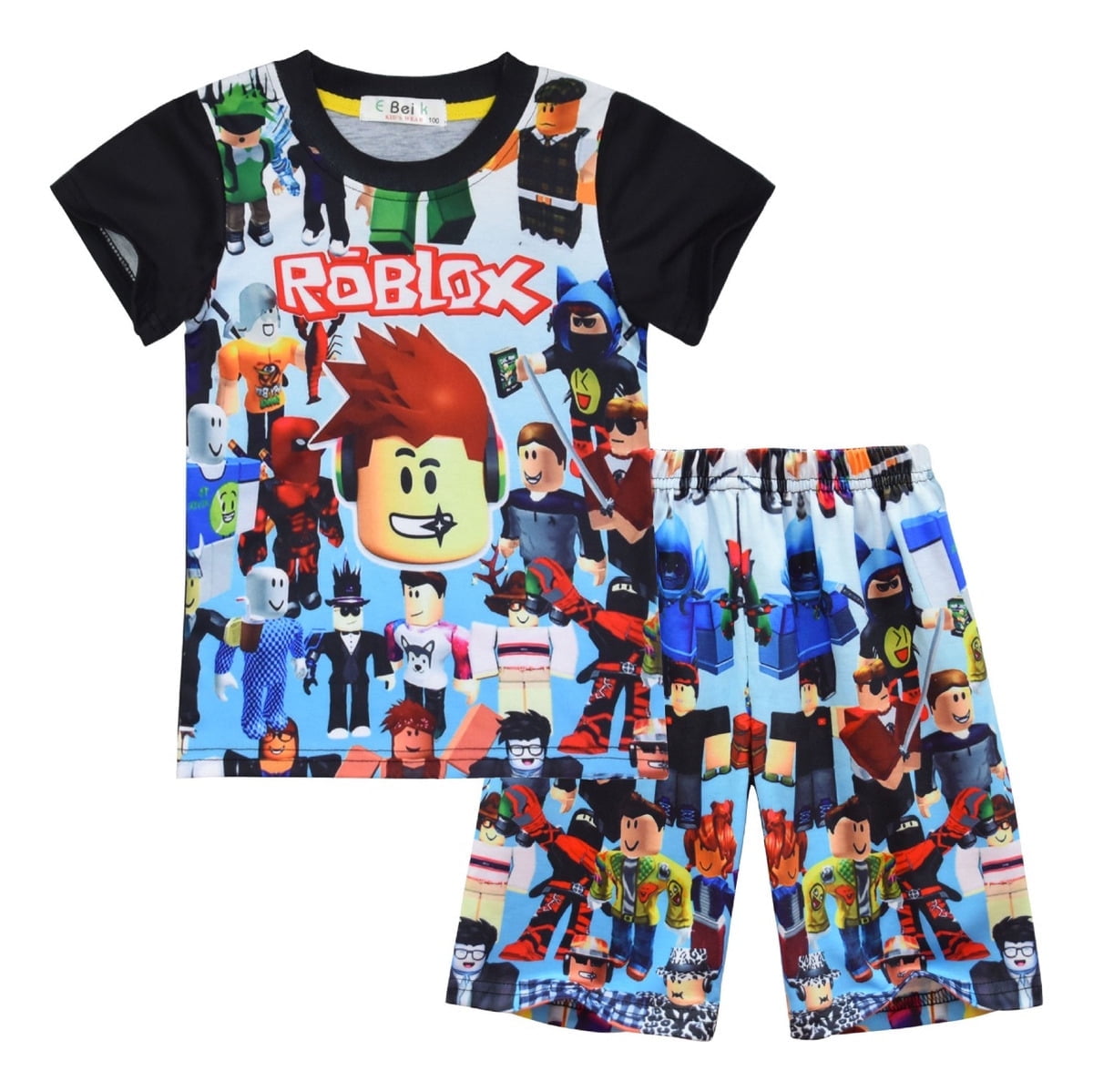 Roblox Kids Summer Pajamas Set Boys Girls Short Sleeve Shirt Shorts ...