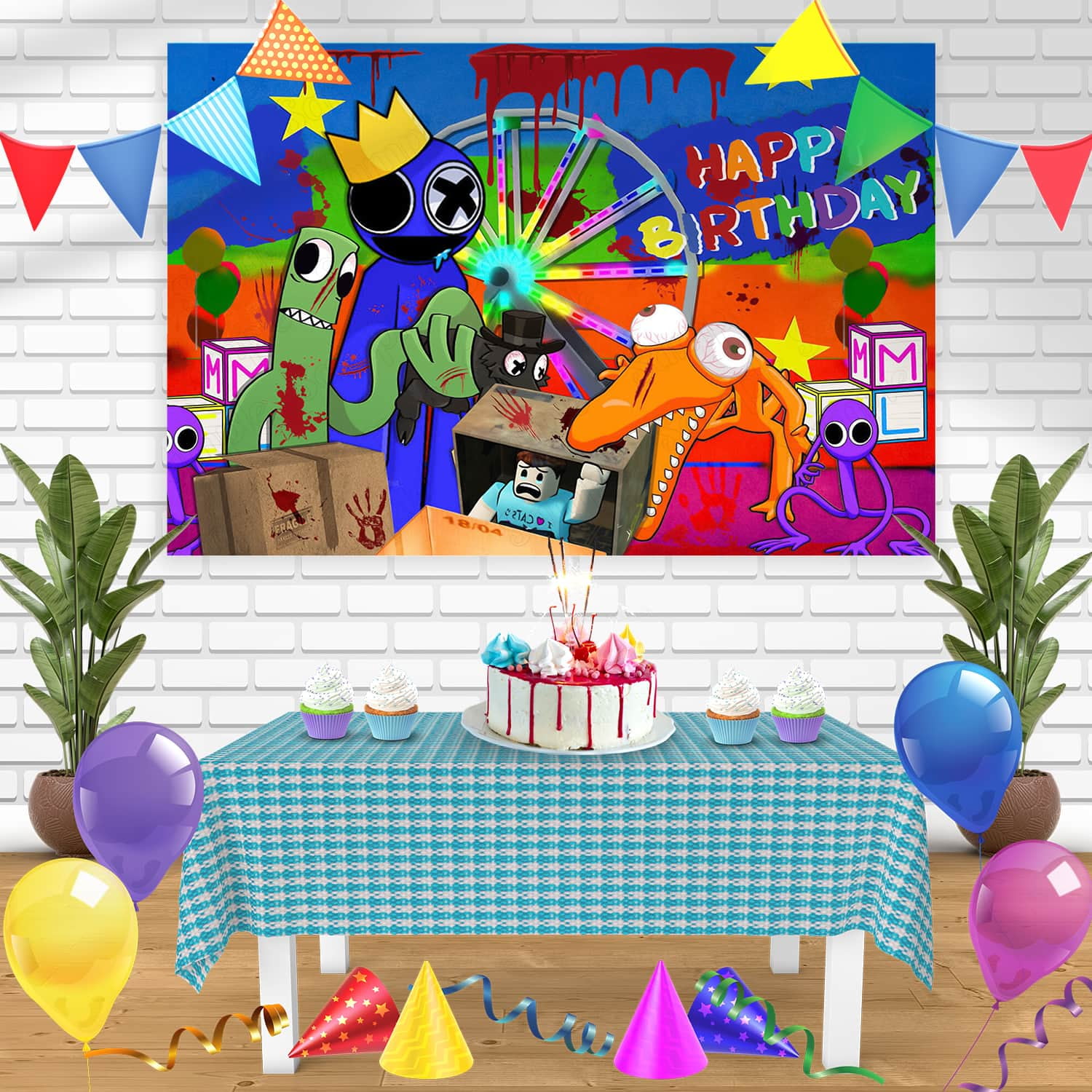 Roblox Rainbow Friends BR Bn Birthday Banner Personalized Party Backdrop Decoration 60 x 44 ...