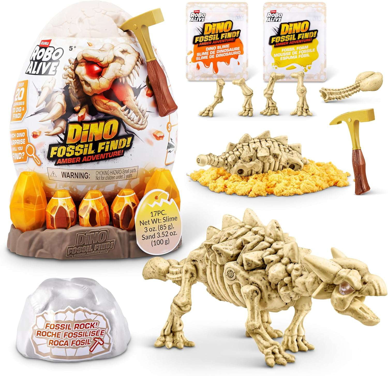 Robo Alive Fossil Find! Amber Adventure ANKYLOSAURUS Pack [Over 20 ...
