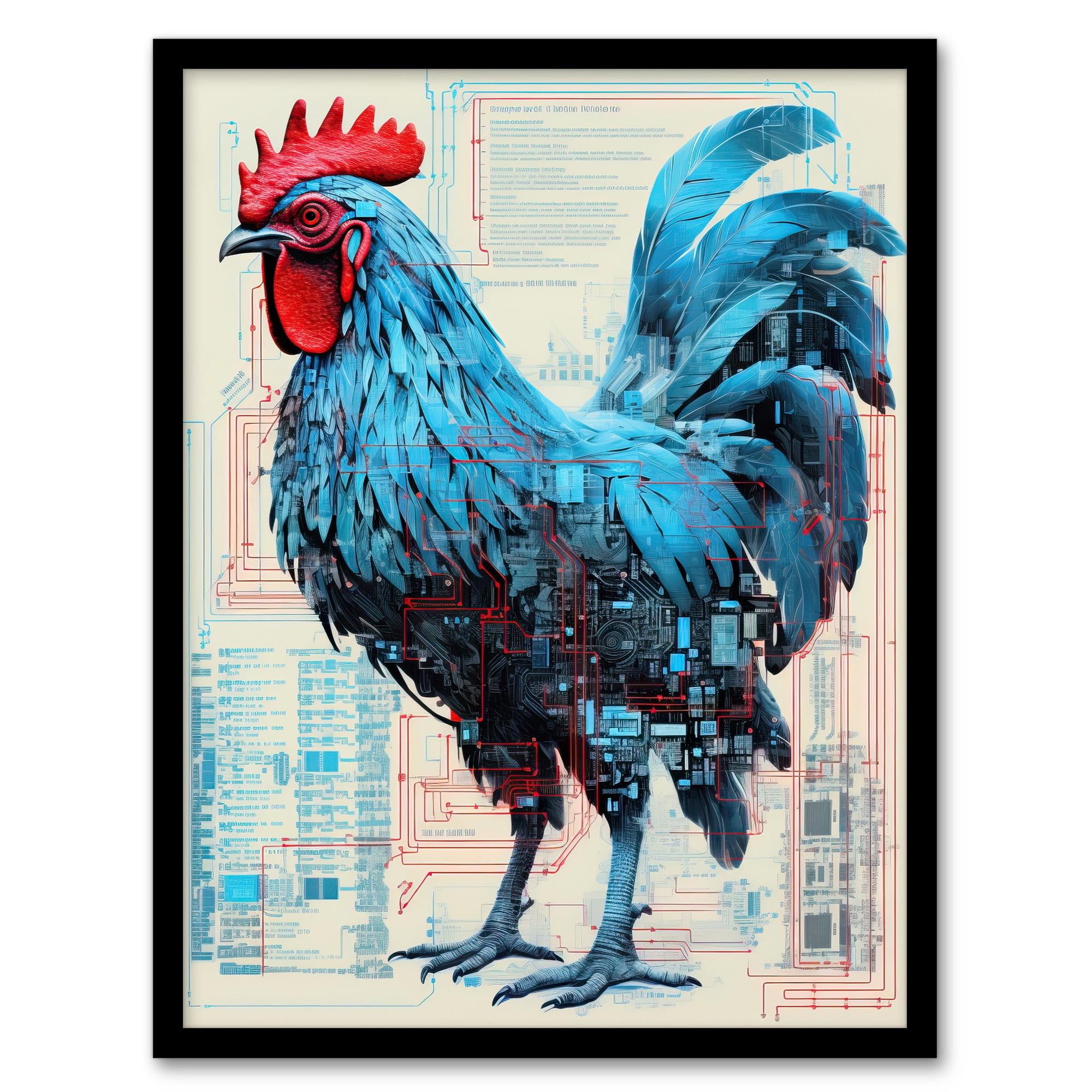 Robo Rooster Robot Hybrid Schematic Blueprint Futuristic Secret Complex ...