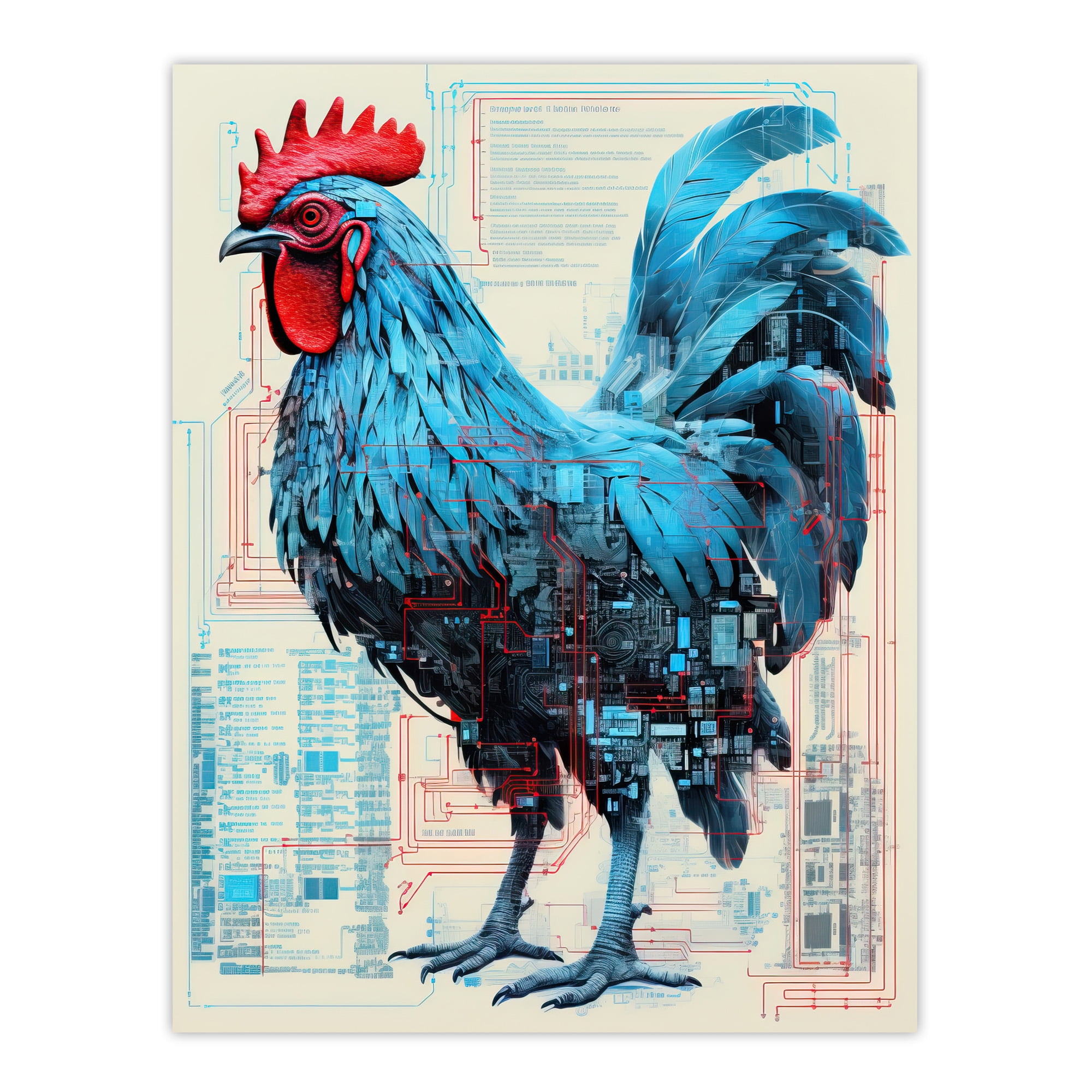Robo Rooster Robot Hybrid Schematic Blueprint Futuristic Secret Complex ...