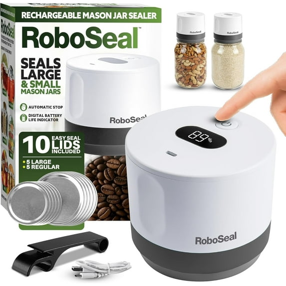 RoboSeal Rechargeable Mason Jar Vacuum Sealer for Mason Jars Wide ...