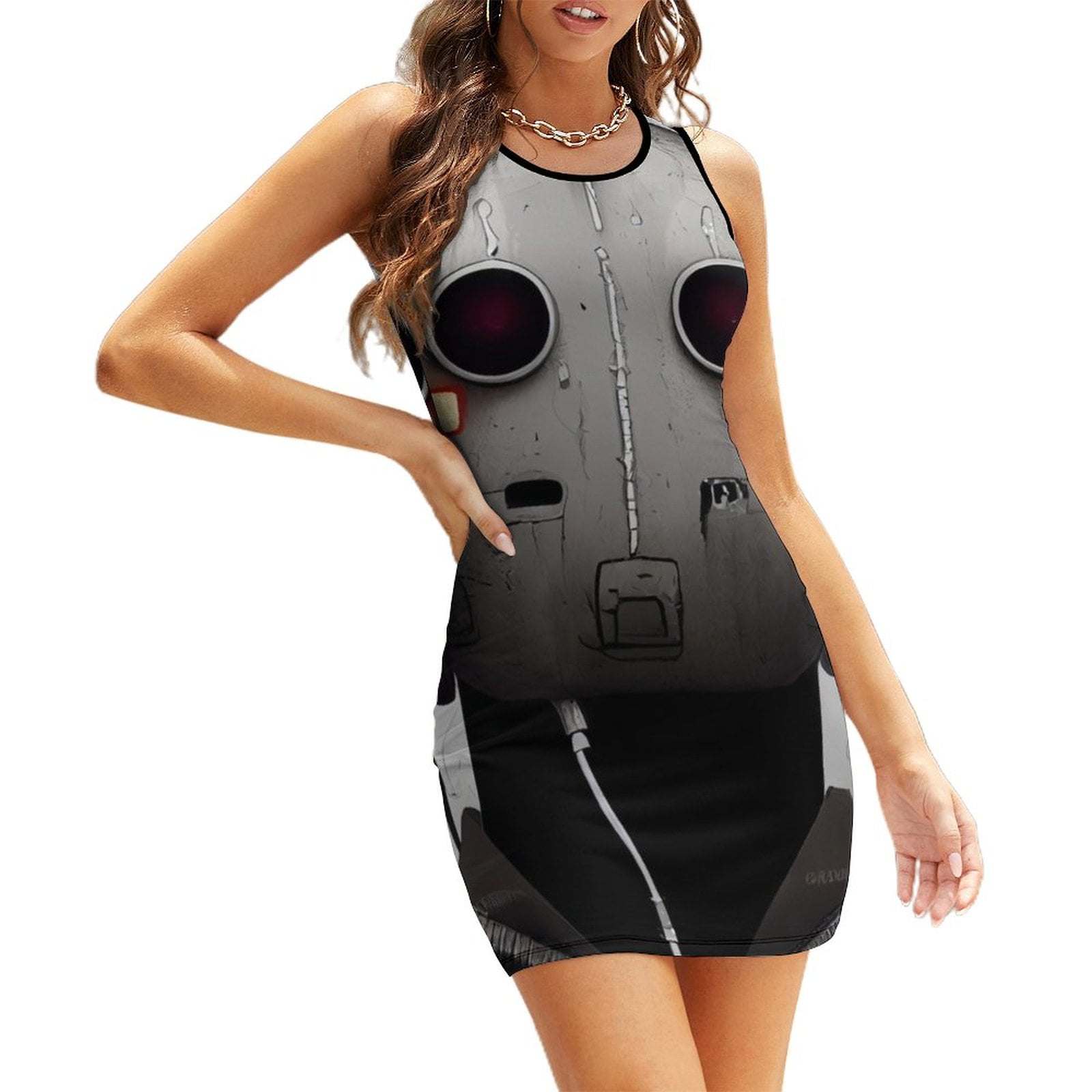 Robobeat 2 Flare Dress Square Neck Dress Elegant Female Fashion Printed ...