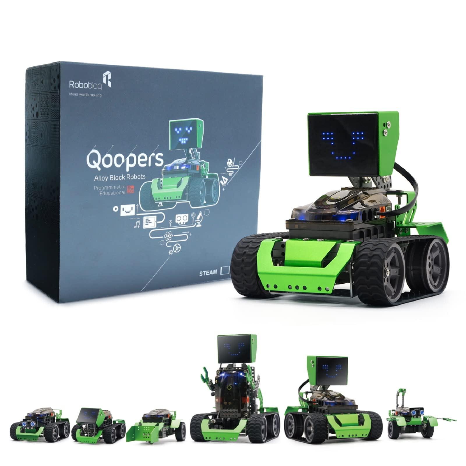 Robobloq Qoopers 6 in KEF16 1 Programming Robot Building Kit with Remote Control, LED Martrix ...