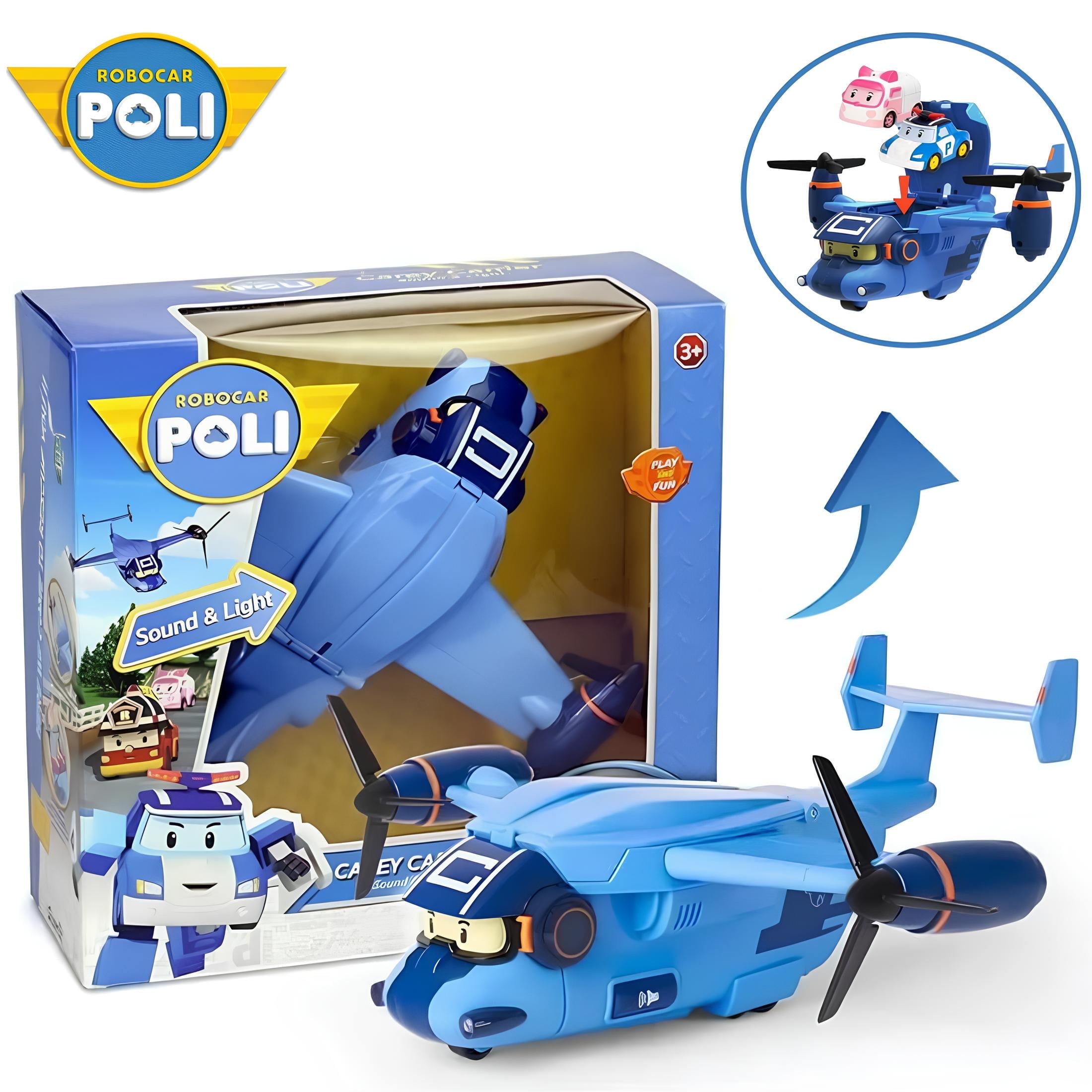 Robocar Poli Carey Carrier Transport Helicopter Toy Holds 2 Die-Cast ...