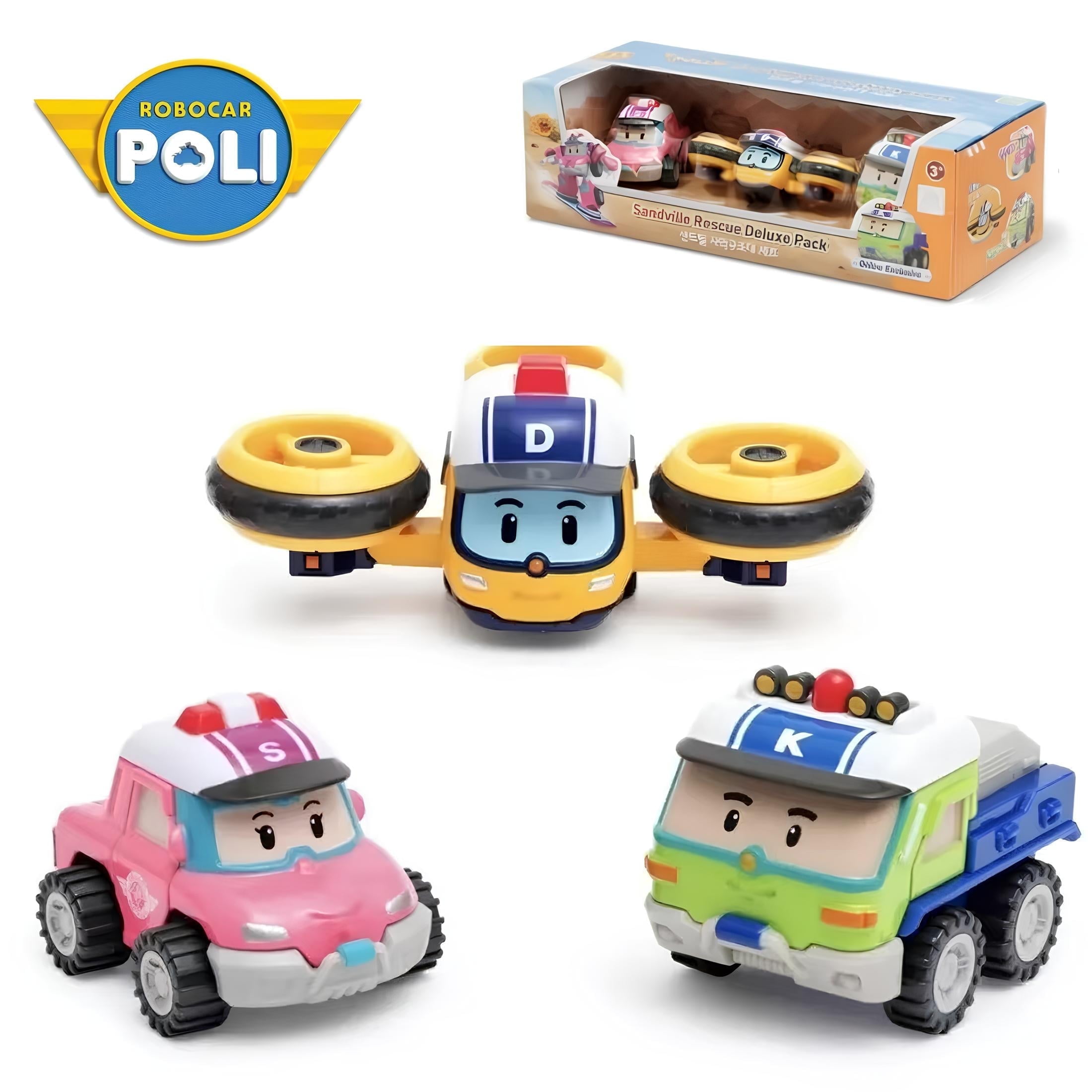 Robocar Poli Die-Cast Toy Droney Sandy Keaton Rescue Team Set 3 Pack ...