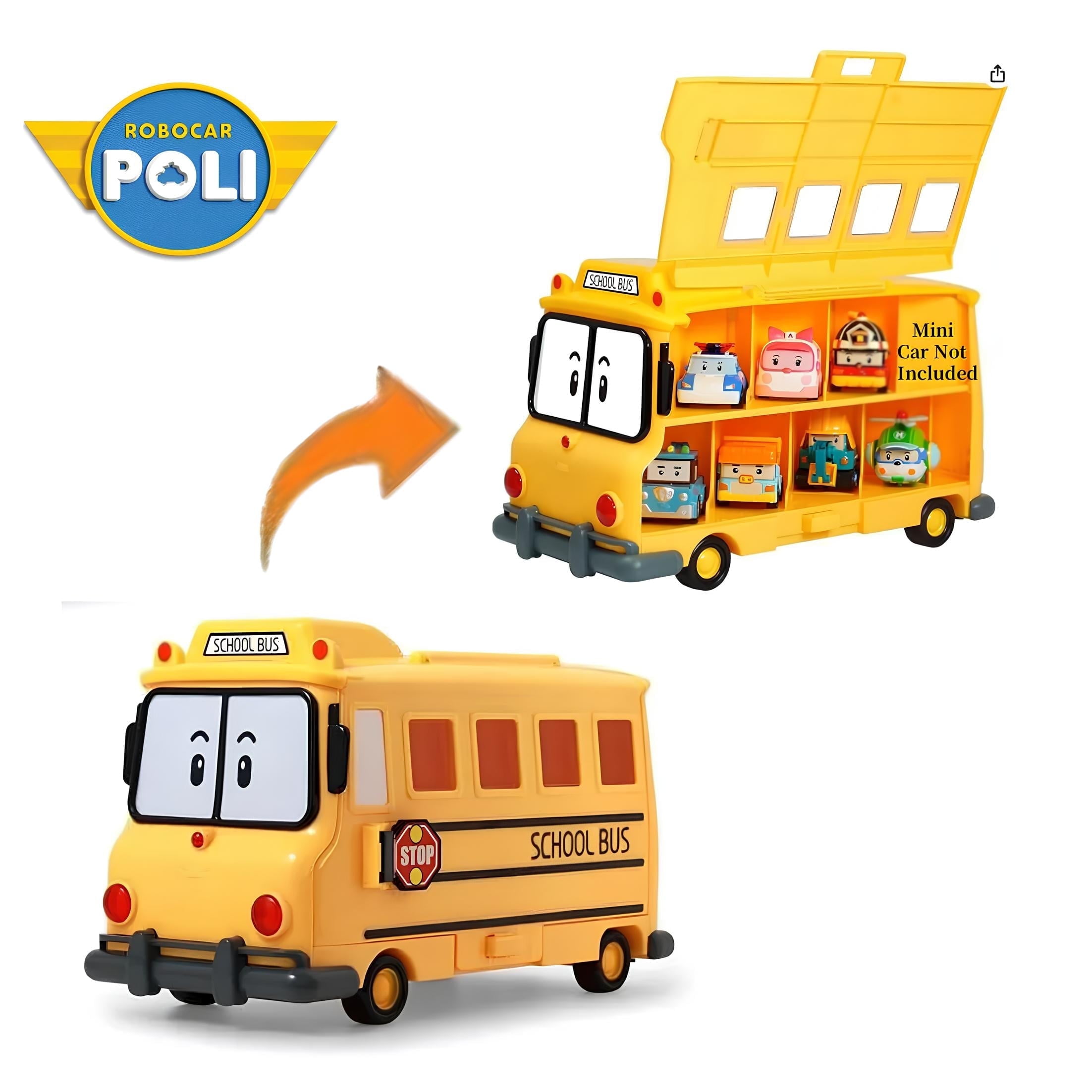 Robocar Poli School B Carrying Case School Bus Toy Ideal for Kids Ages ...