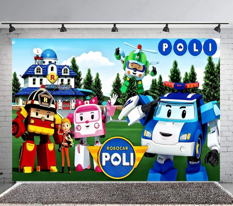 Robocar of Poli Backdrop Banner Party Supplies Poster Movie Theme ...