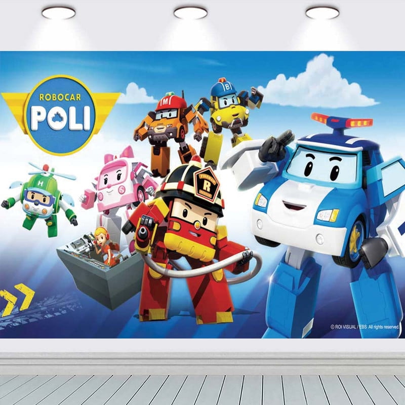 Robocar of Poli Party Supplies Backdrop Banner Poster Birthday ...