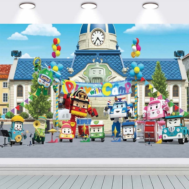 Robocar of Poli Poster Backdrop Banner Party Supplies Birthday ...