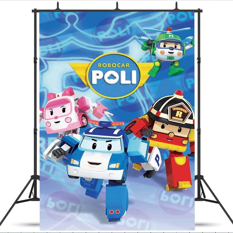 Robocar of Poli Taspestry Wall Decor Birthday Banner Backdrop ...